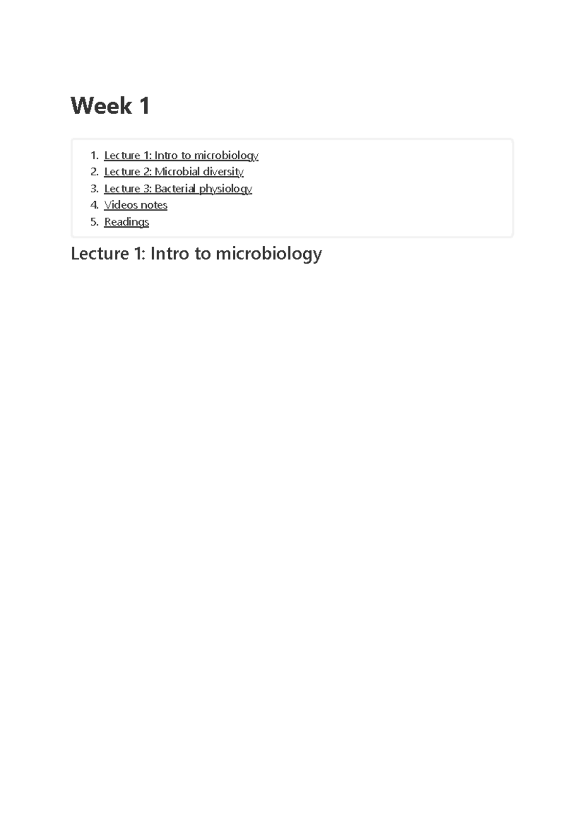 Week 1 - BIOL252 Lecture Notes: Intro to Microbiology & Diversity - Studocu