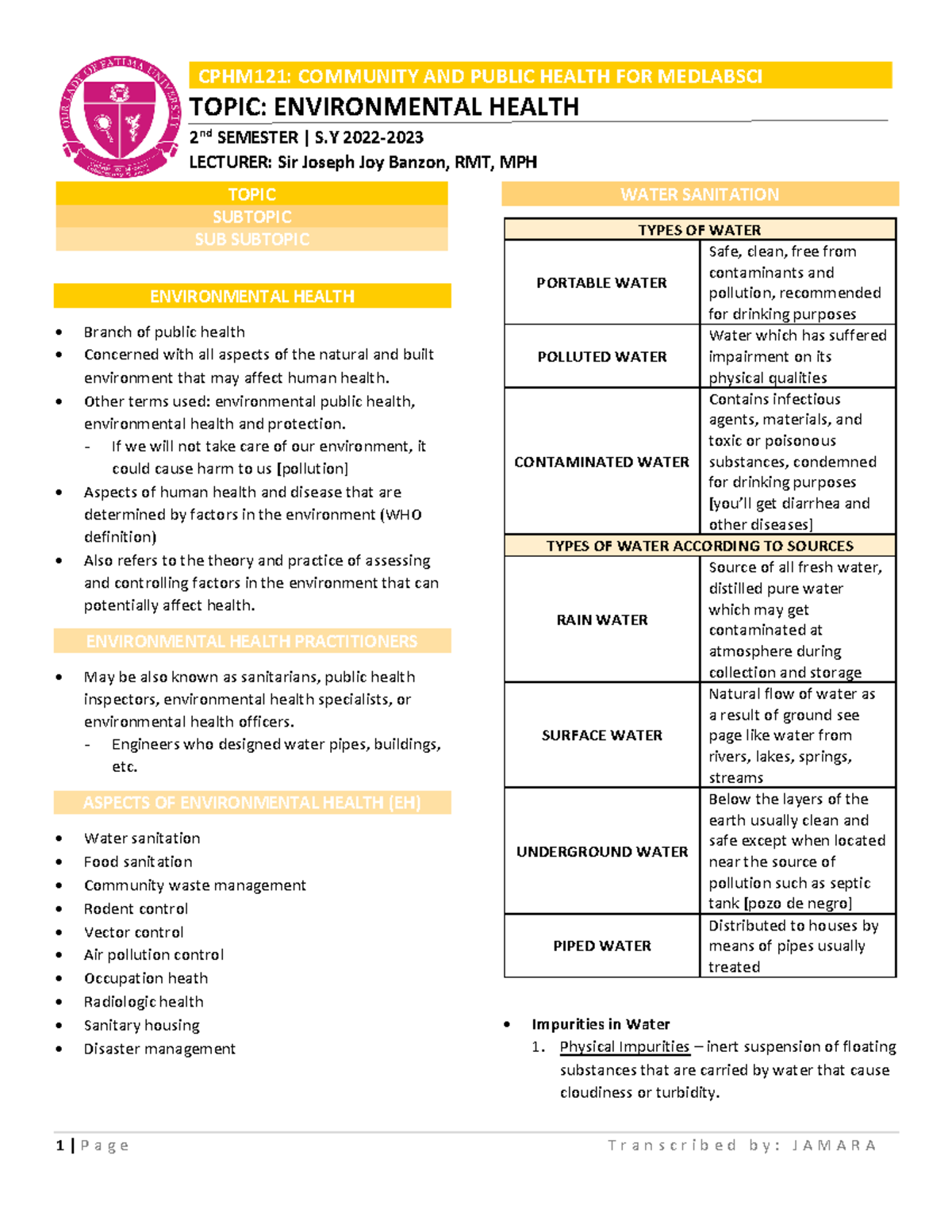 CPHM121: Lesson 4 - Key Concepts in Environmental Health - Studocu