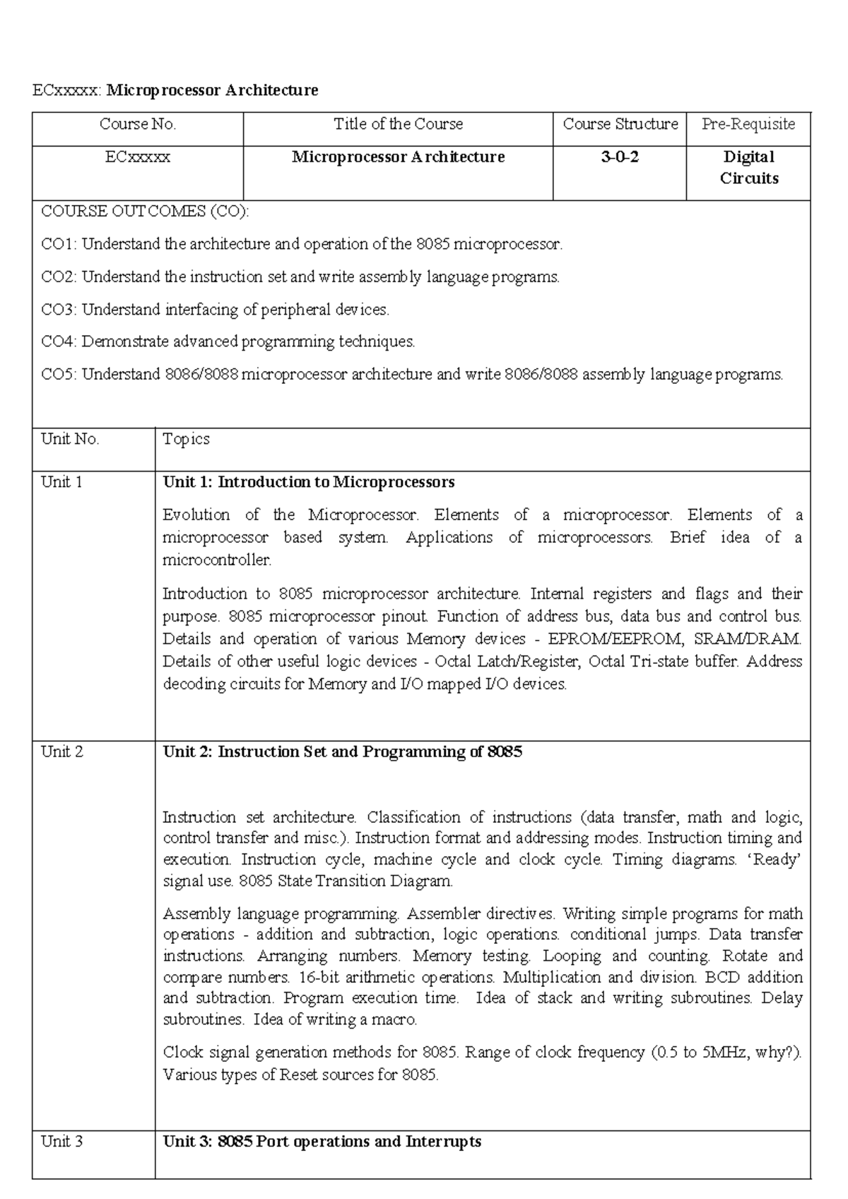 Microprocessor Architecture Course No. Final Exam Study Guide - Studocu