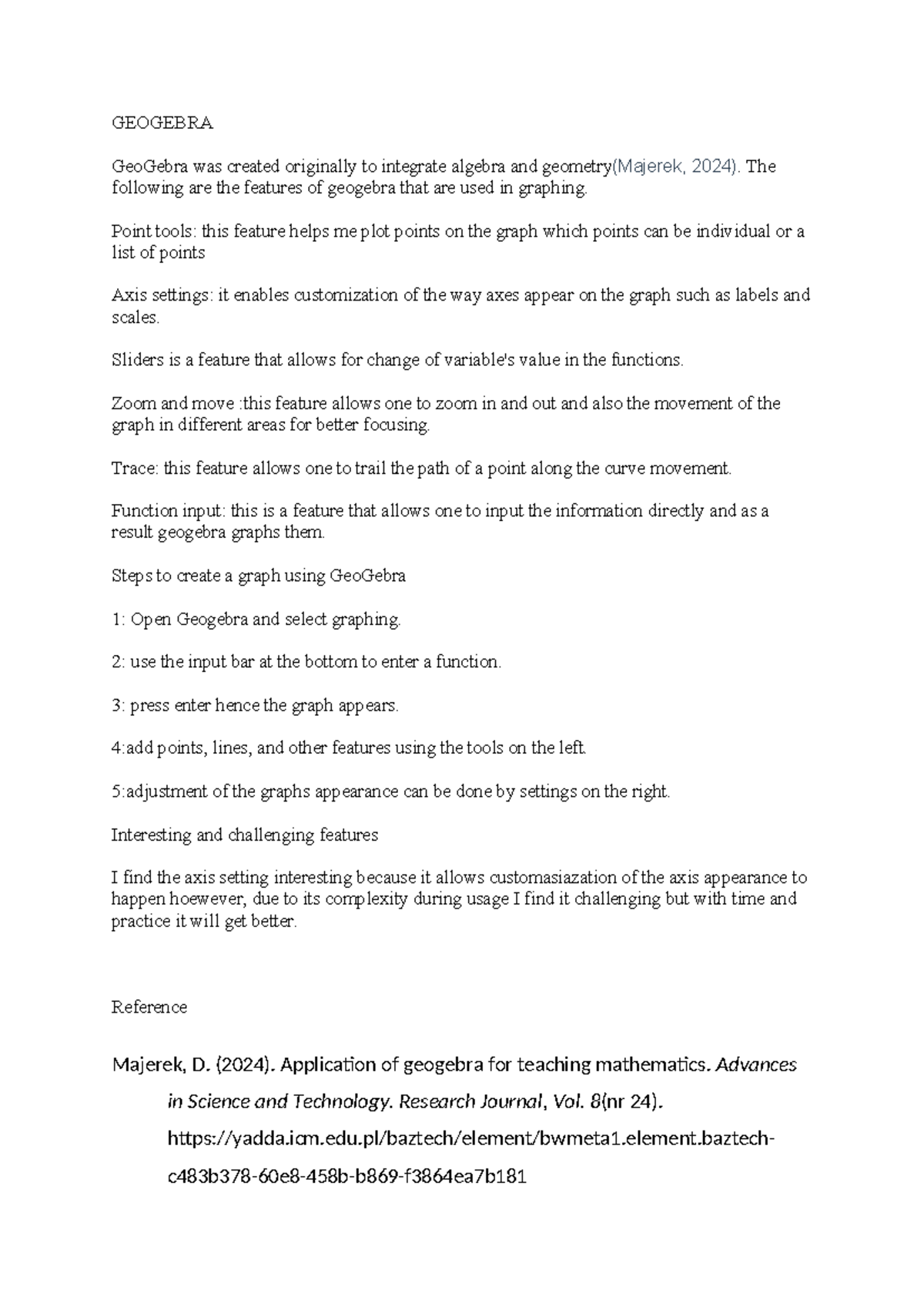 GEOGEBRA Features and Graphing Techniques - Alg df 1 - Studocu