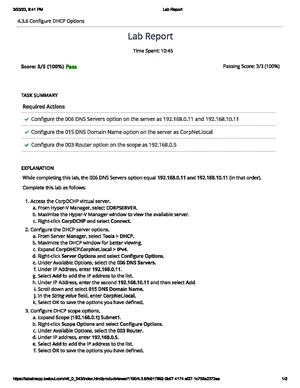 4.3.4 Configure a DHCP Server - 8:41 PM Lab Report 4.3 Configure a DHCP Server Lab Report Time ...