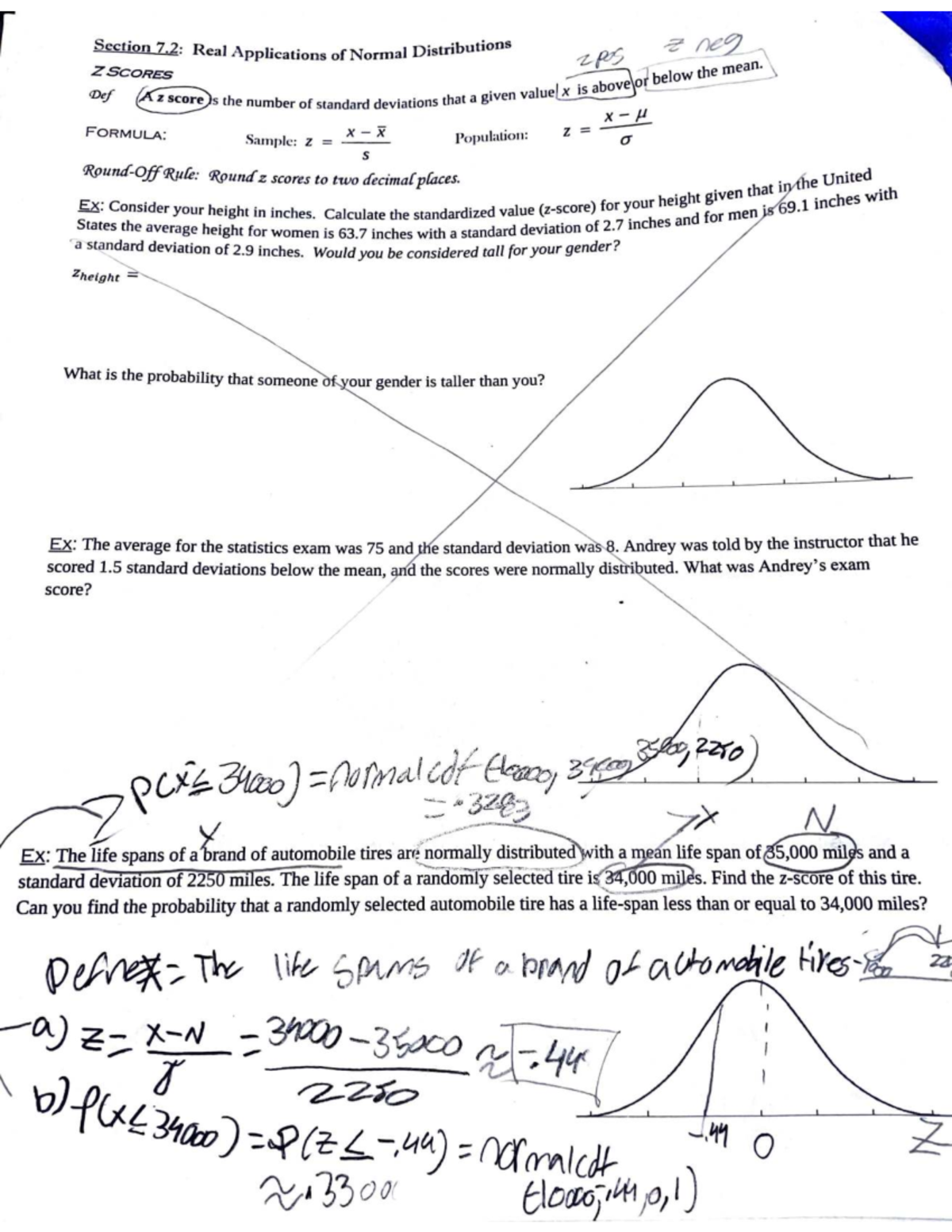 Normal Distribution Applications and Z-Scores - STAT 101 Lecture Notes ...