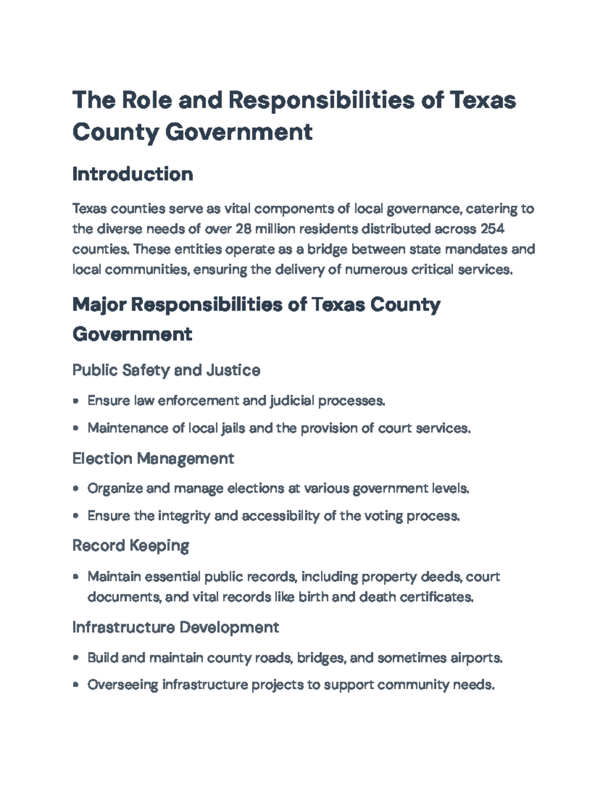The Role and Responsibilities of Texas County Government: An Overview ...