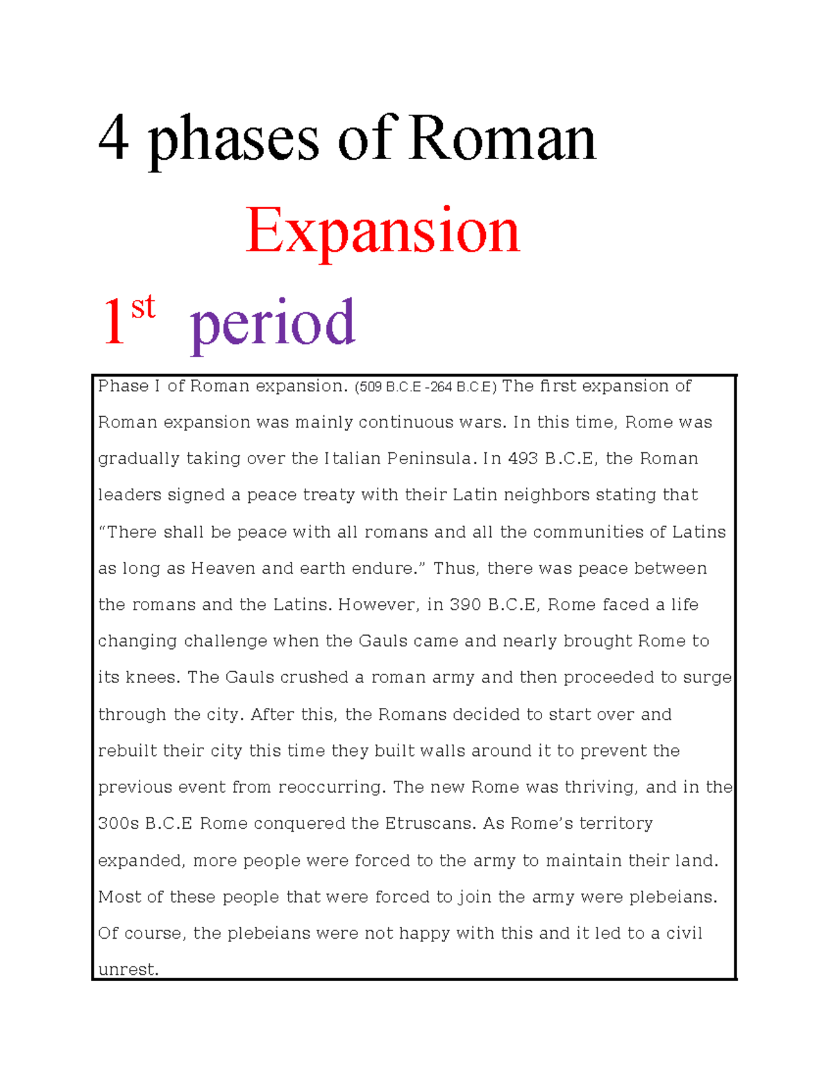 4 Phases of Roman Expansion: From Republic to Empire Summary - Studocu