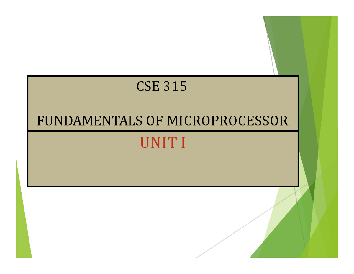 1. Microprocessor evolution - CSE 315 FUNDAMENTALS OF MICROPROCESSOR ...