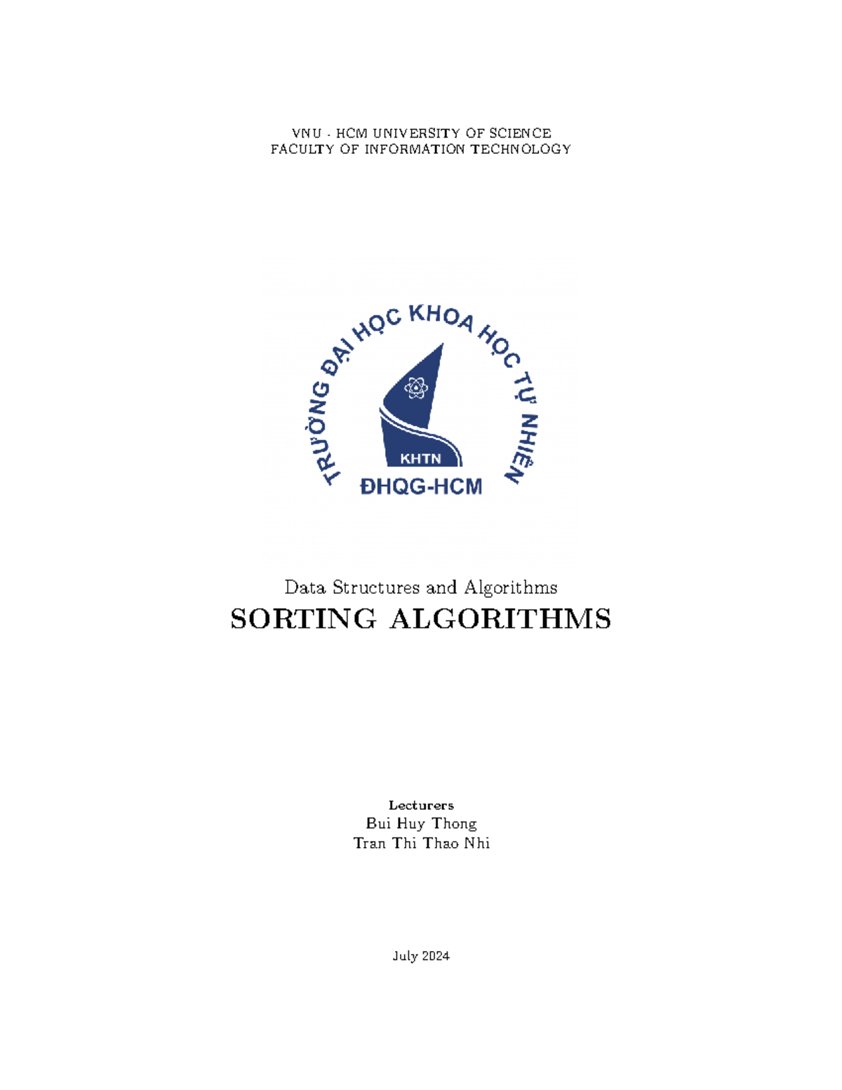 Sorting Algorithms Overview for IT Course (CS101) - July 2024 - Studocu