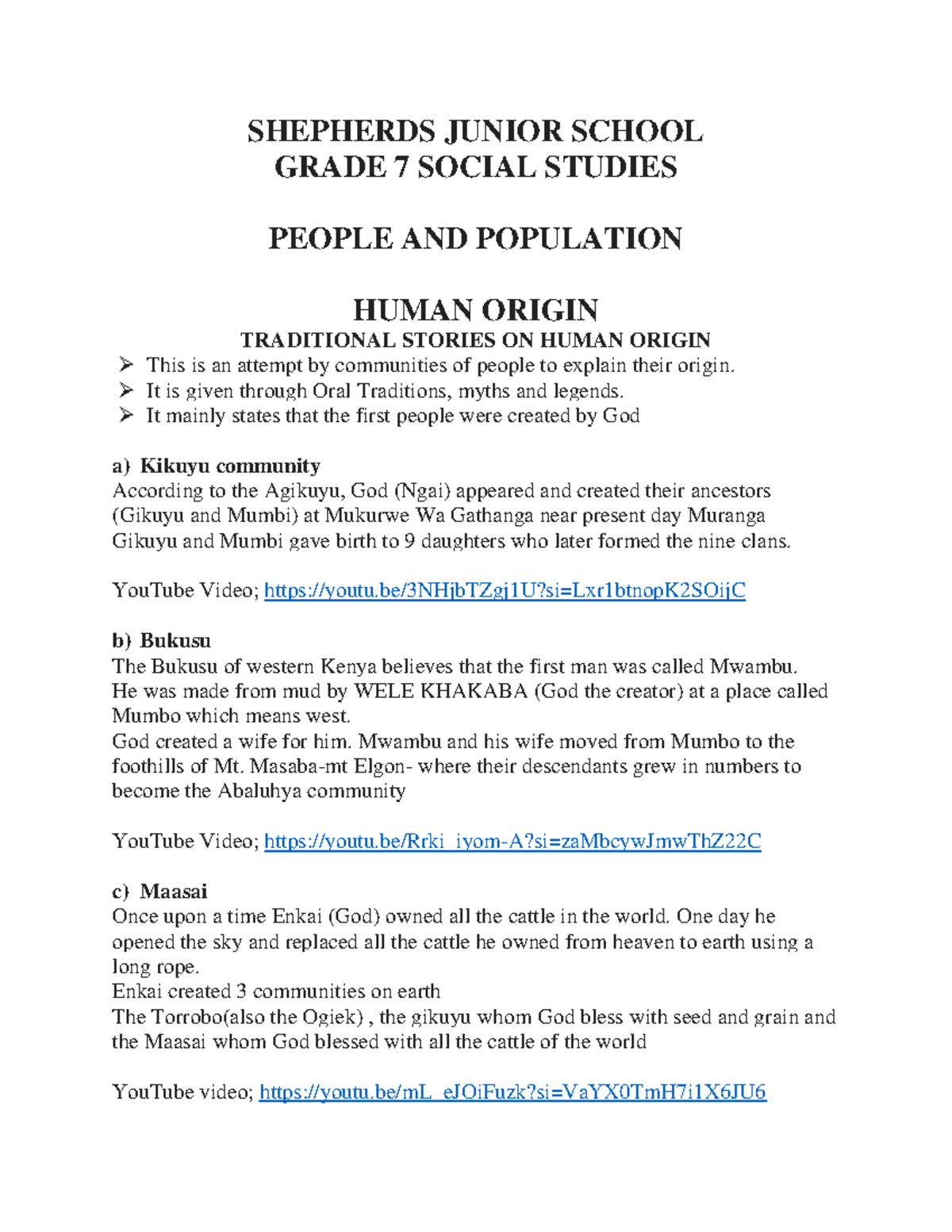 Traditional & Religious Stories of Human Origin: Grade 7 Social Studies ...