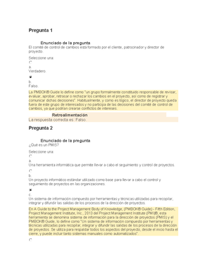 Evaluacion C2 - Seguimiento DE Proyectos - Pregunta 1 Enunciado de la ...