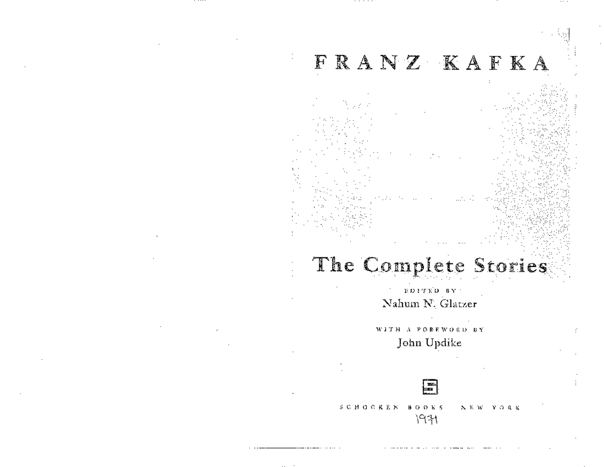 Kafka Metamorphosis+Book+PDF - F R A N Z KAFKA The Complete Stories ...