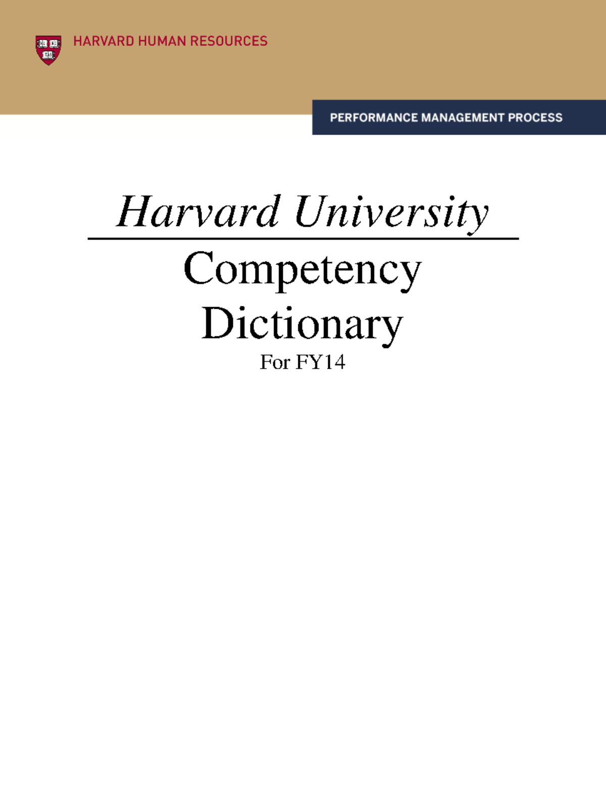 Harvard University Competency Dictionary FY14 - Comprehensive Overview - Studocu