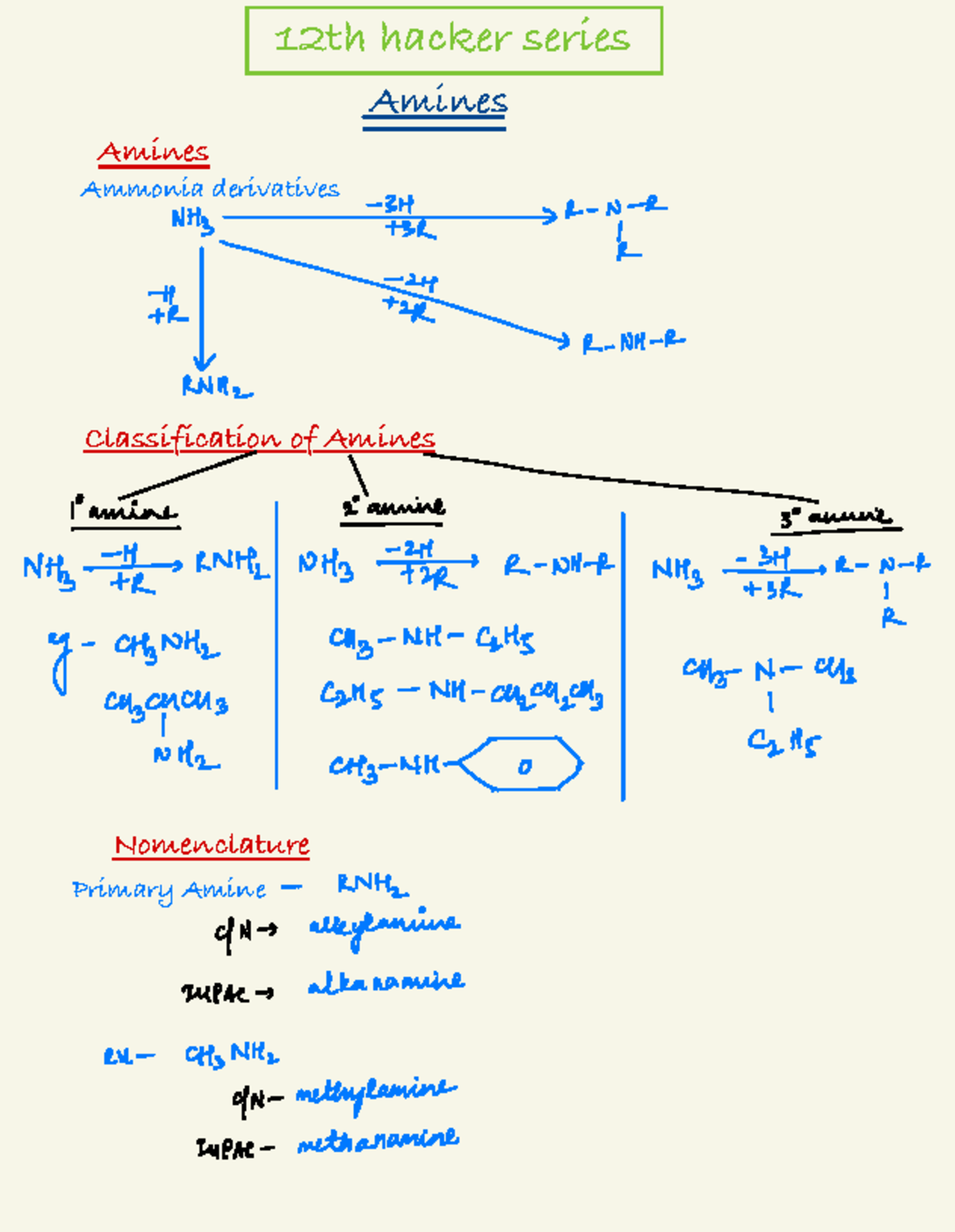Amine 2 - 12 CBSE Notes: Classification, Preparation & Properties - Studocu