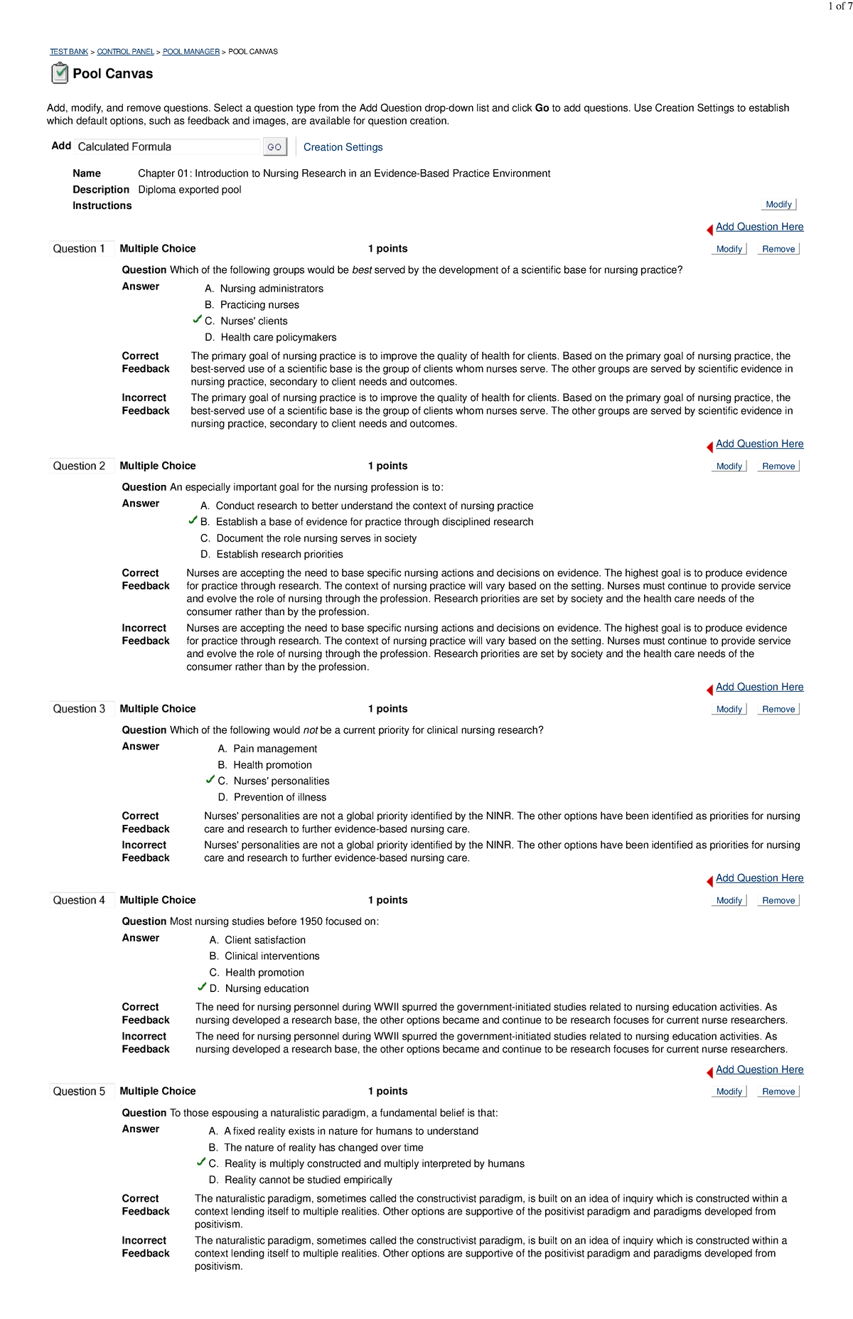 Test 2015, questions and answers - TEST BANK > CONTROL PANEL > POOL ...