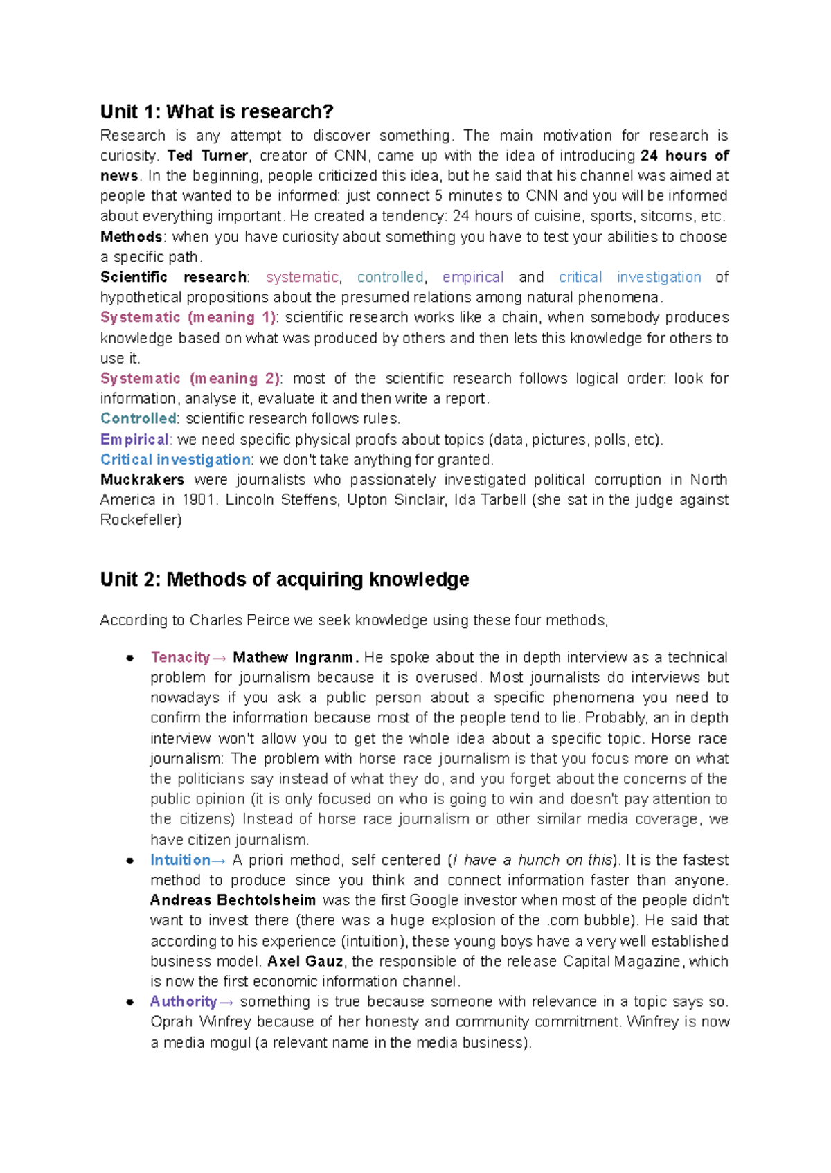 Research Methods in Journalism: Unit 1 & 2 Overview (JOUR 101) - Studocu