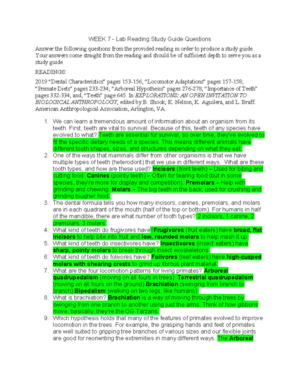 WEEK 7 - Lab Study Guide: Biological Anthropology Insights - Studocu