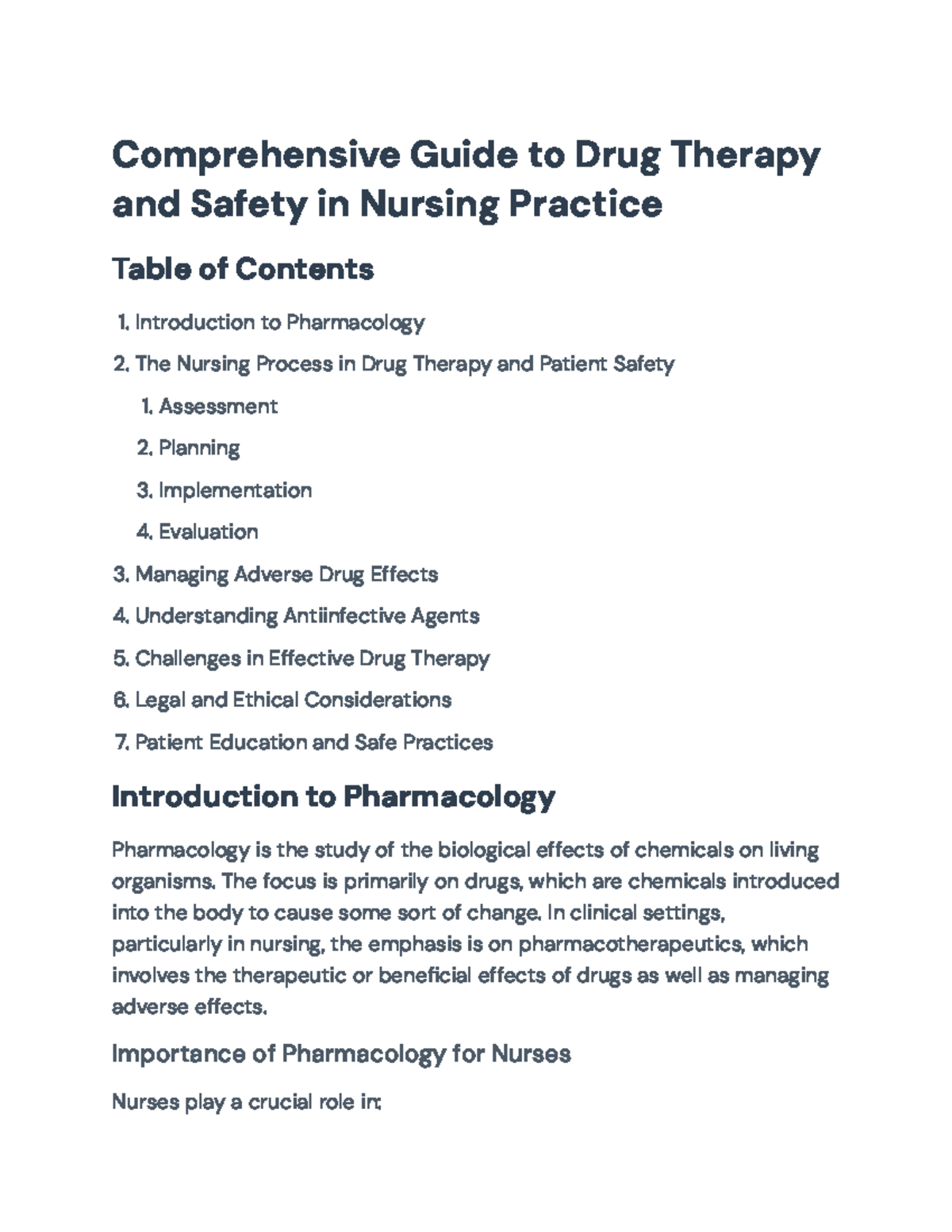 NUR 301 Final Exam Study Guide: Drug Therapy & Patient Safety ...
