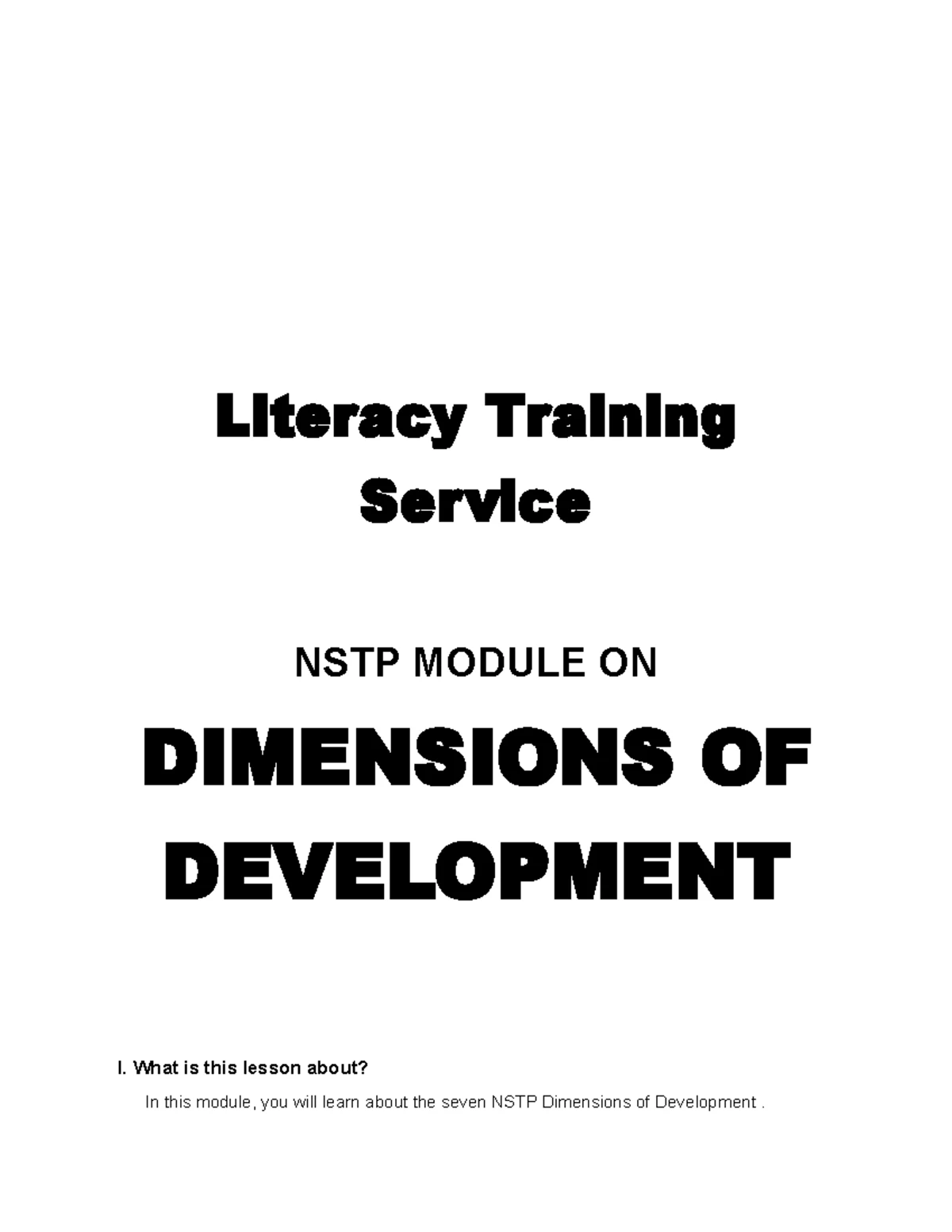 NSTP-2019-Module - MODULE - MAP⁄A UNIVERSITY NATIONAL SERVICE TRAINING ...