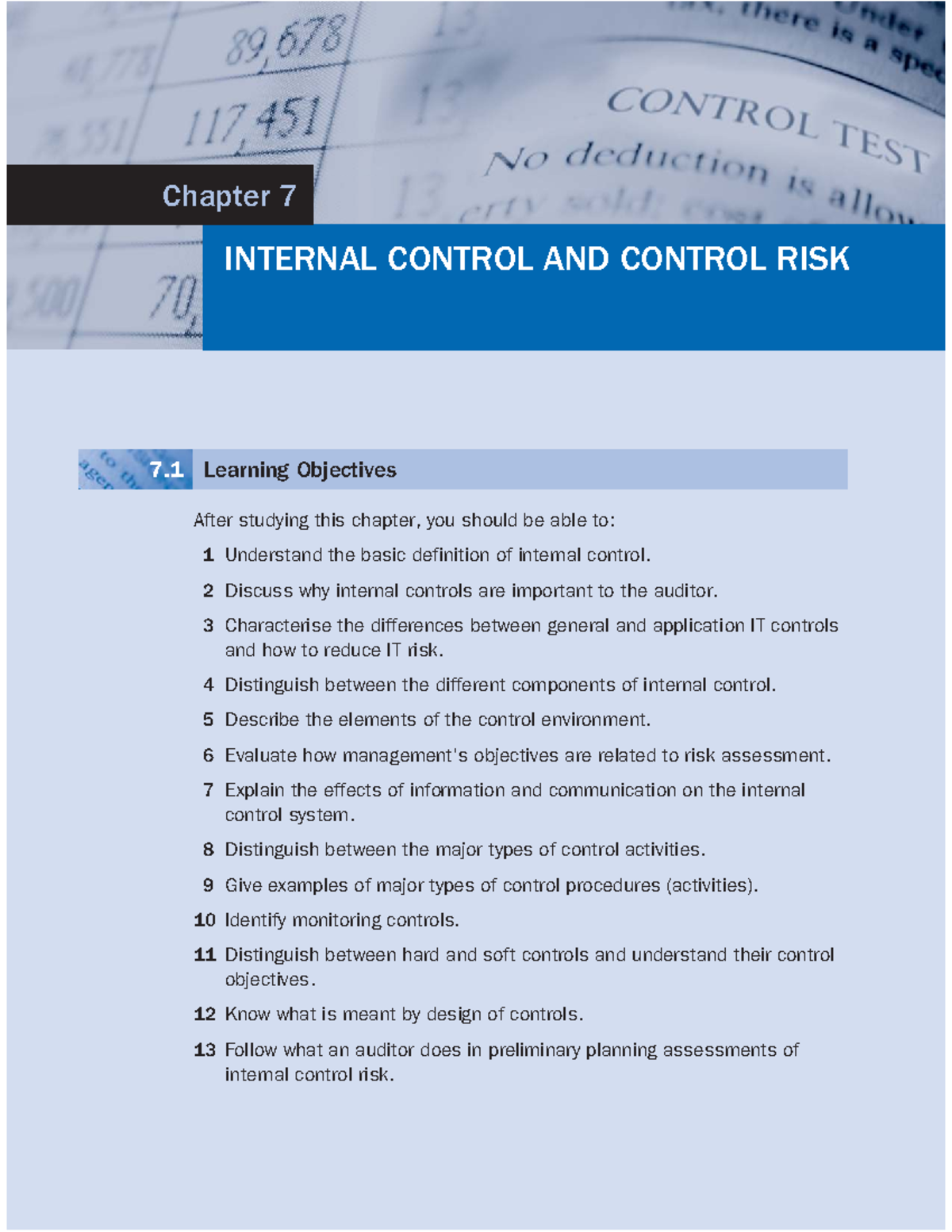 Chapter 7 - Internal Control and Risk Assessment in Auditing - Studocu