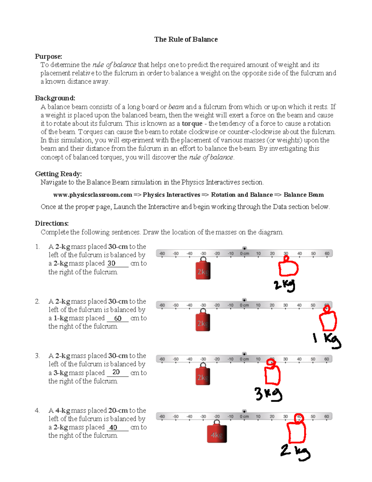 Rule Of Balance - The Rule of Balance Purpose: To determine the rule of ...