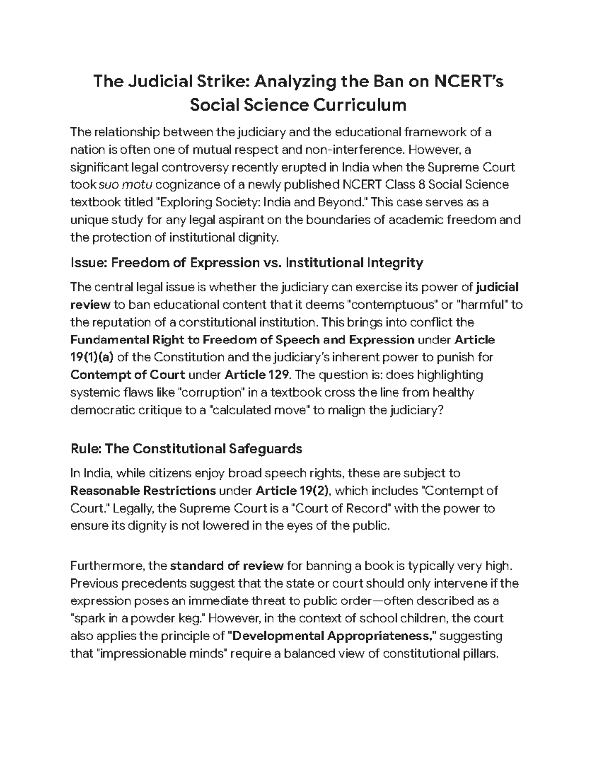 NCERT Class 8 Social Science: Judicial Ban Analysis - Studocu