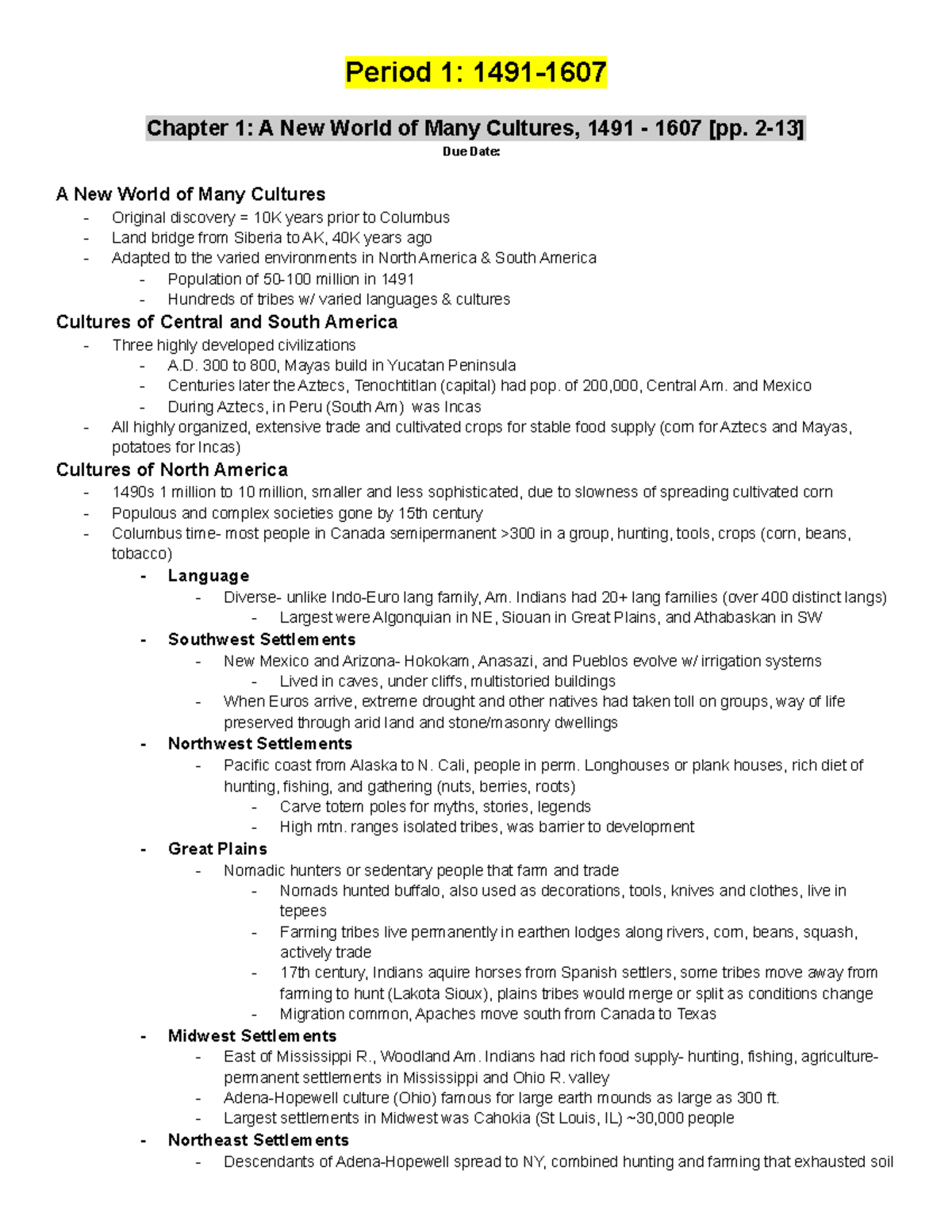 Revised Title: Amsco Note Taking Guide for Period 1 (1491-1607): Ch. 1 ...