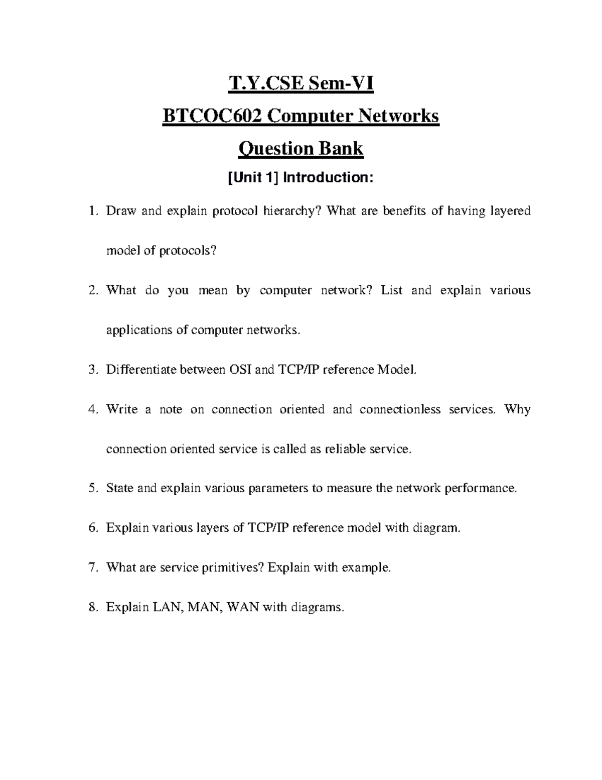 CN Question Bank - T.Y Sem-VI BTCOC602 Computer Networks Question Bank ...