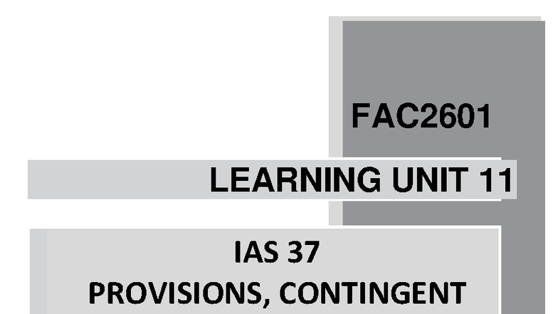 Lesson 11 - Study Material - IAS 37 PROVISIONS, CONTINGENT LIABILITIES ...