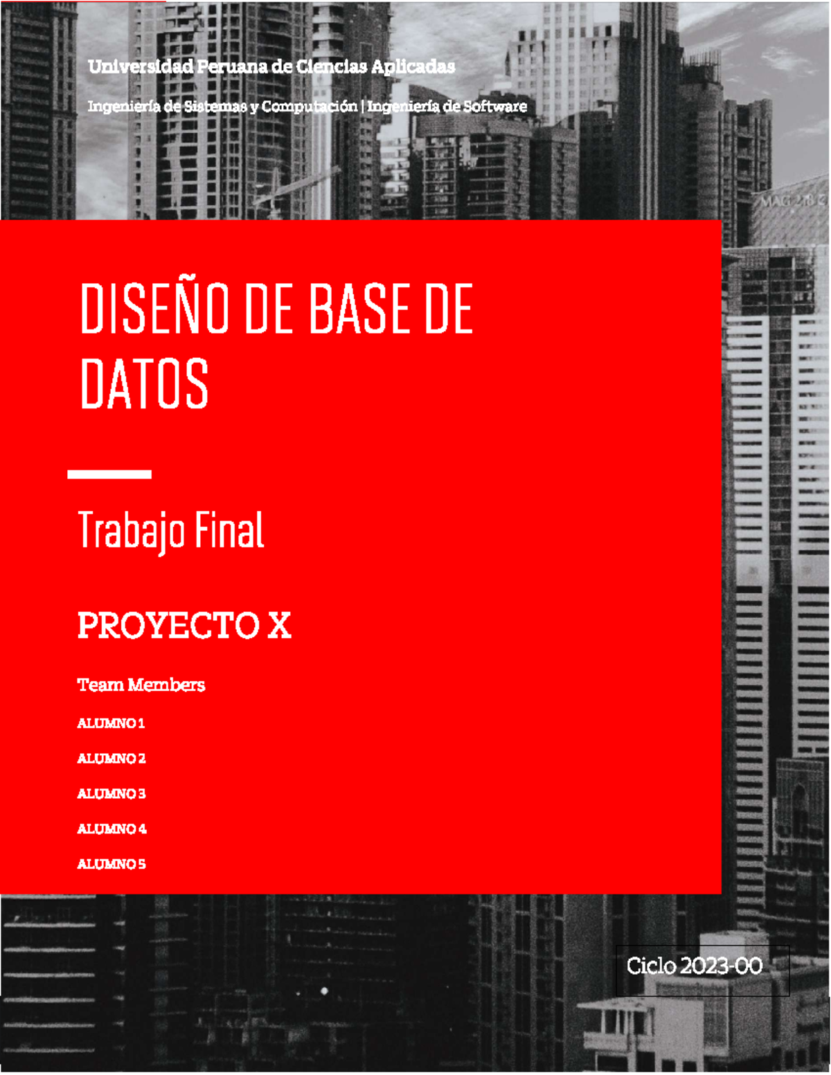 Indice Proyecto DB - Diseño de base de datos - Universidad Peruana de Ciencias Aplicadas ...