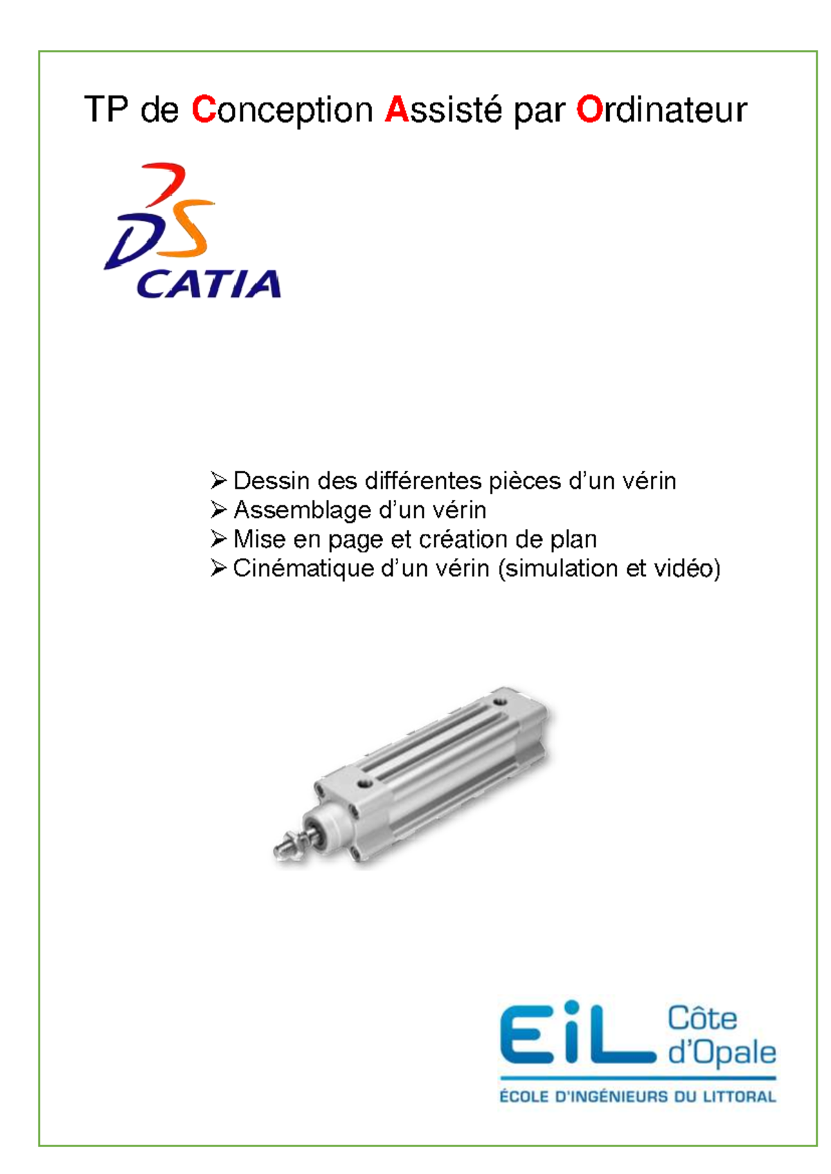 TP1 Catia V5R19 : Conception et Assemblage d'un Vérin 3D - Studocu