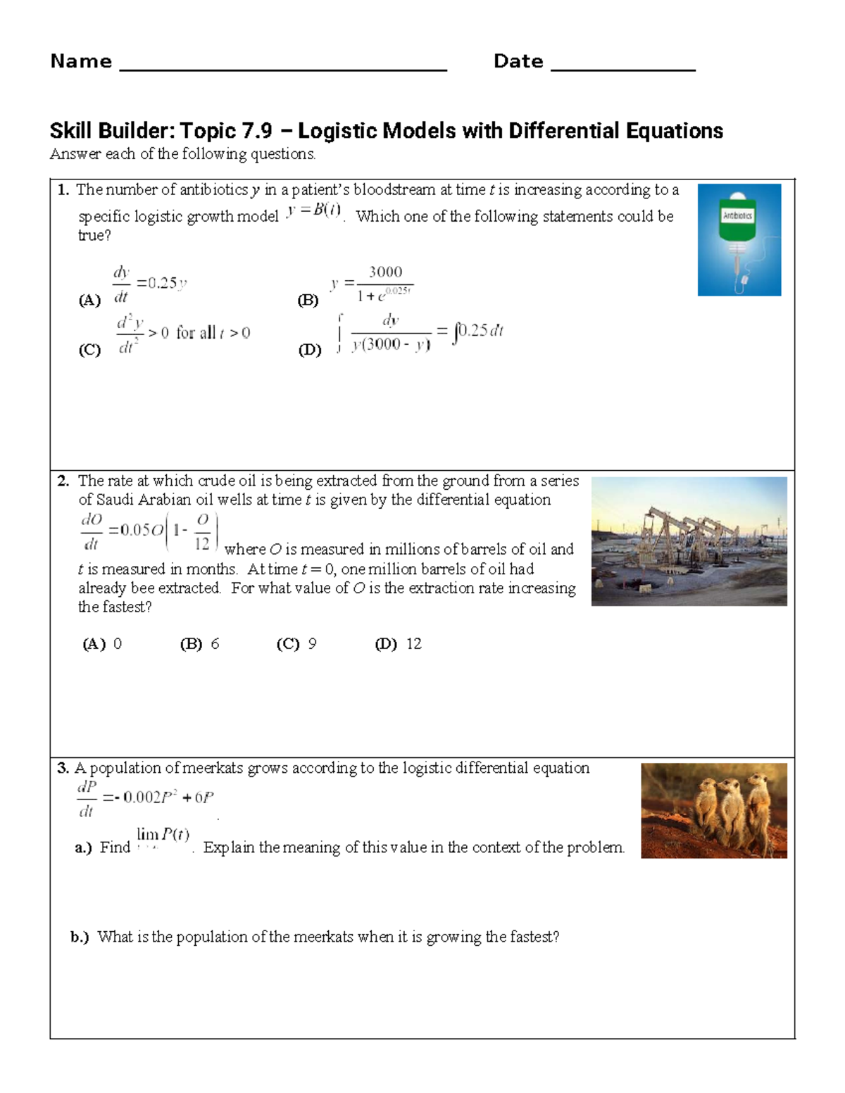 MATH 101: Logistic Models with Differential Equations Homework - Studocu