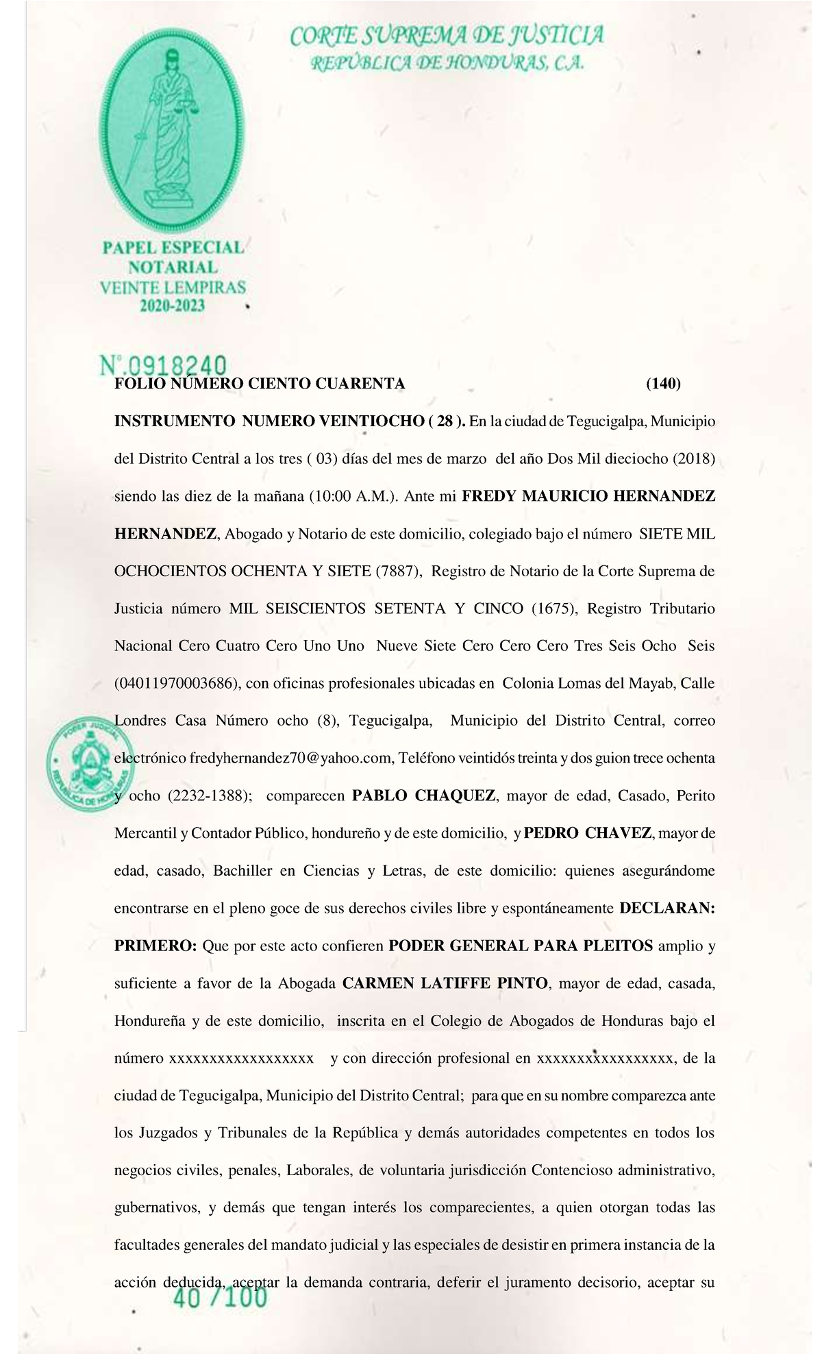 Protocolo Poder General para Pleitos - Ejemplo Legal Jurídico - Studocu