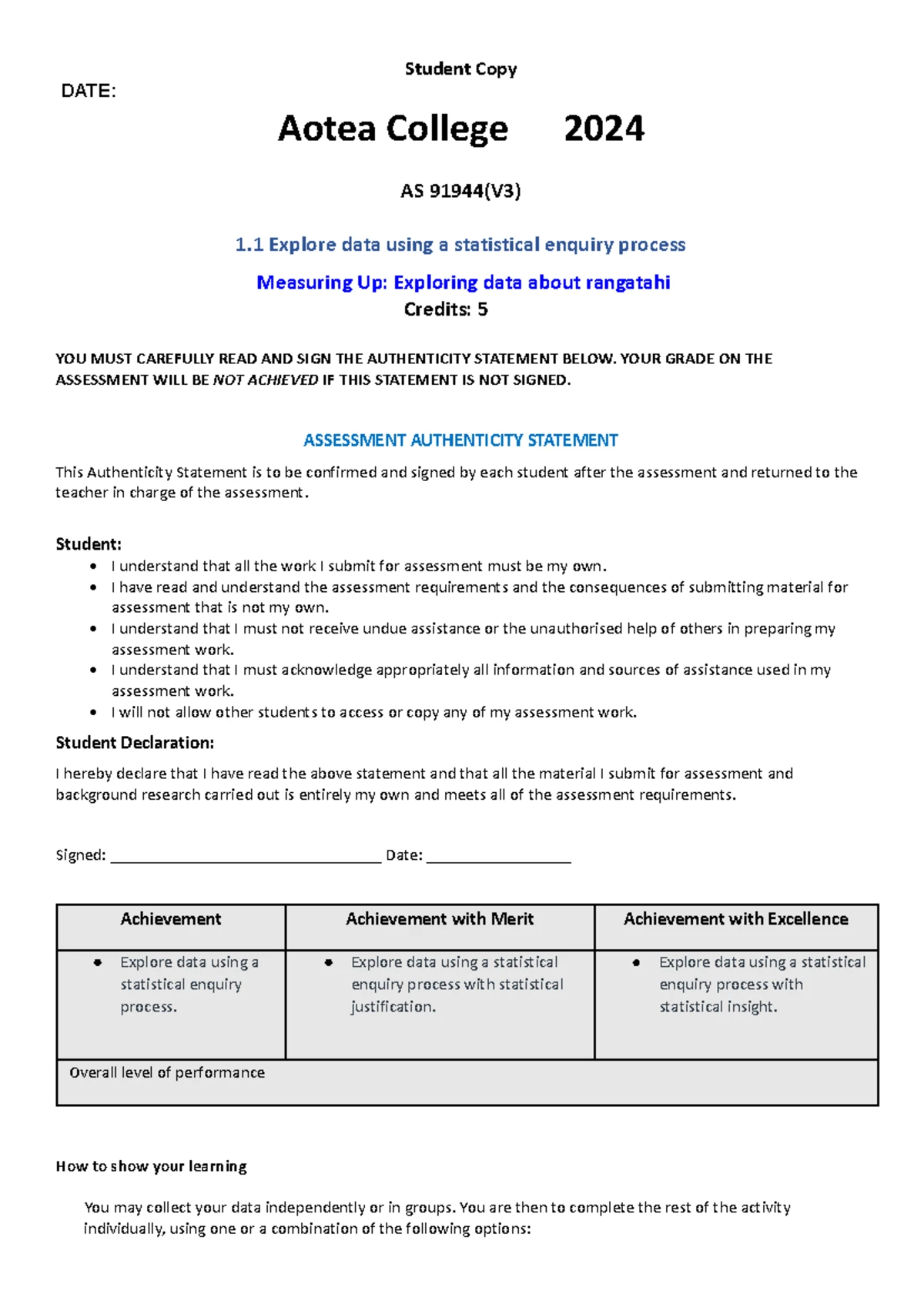 English 1.2 (91925) Level 1 Text Analysis: Perseverance and Hard Work ...