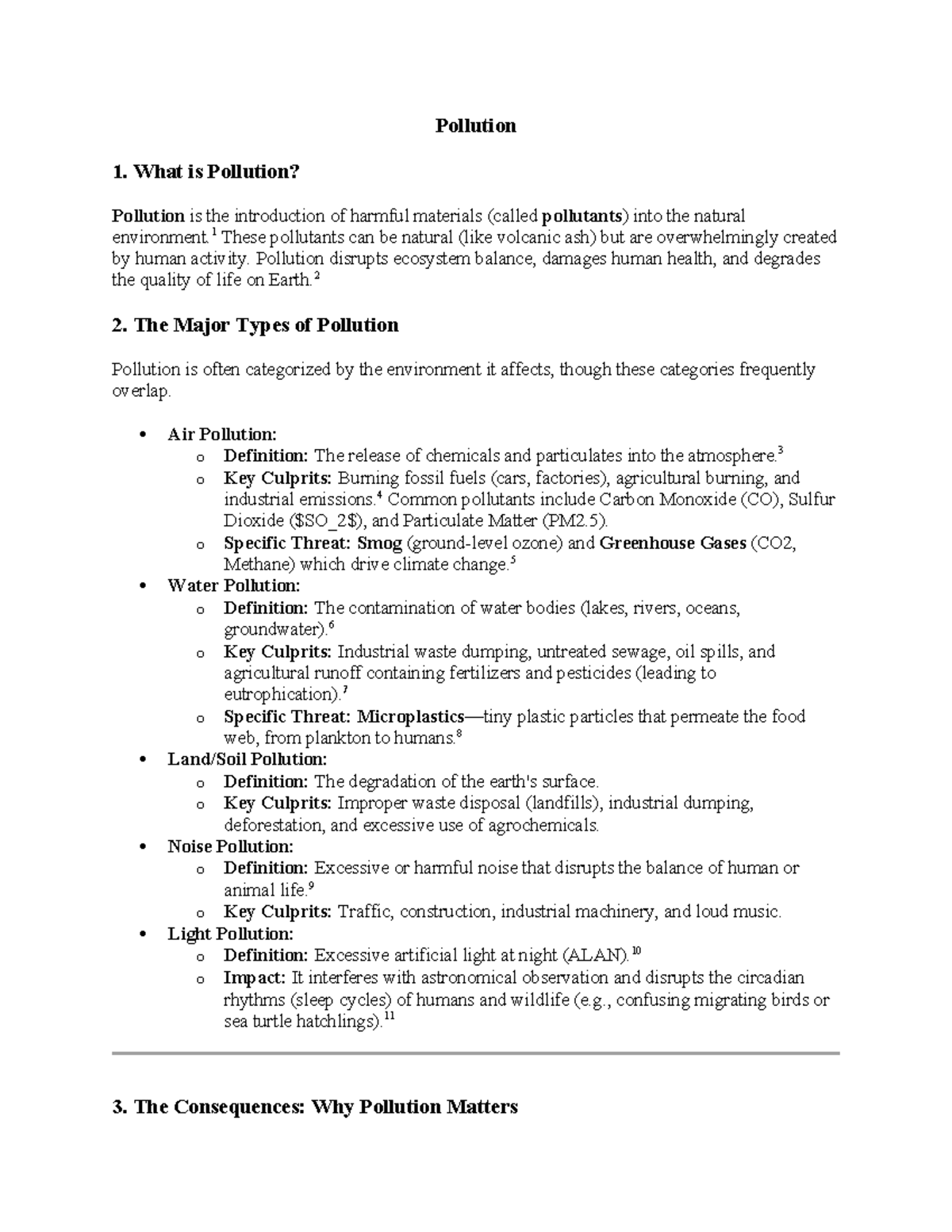 Pollution Overview: Types, Causes, and Consequences - Studocu