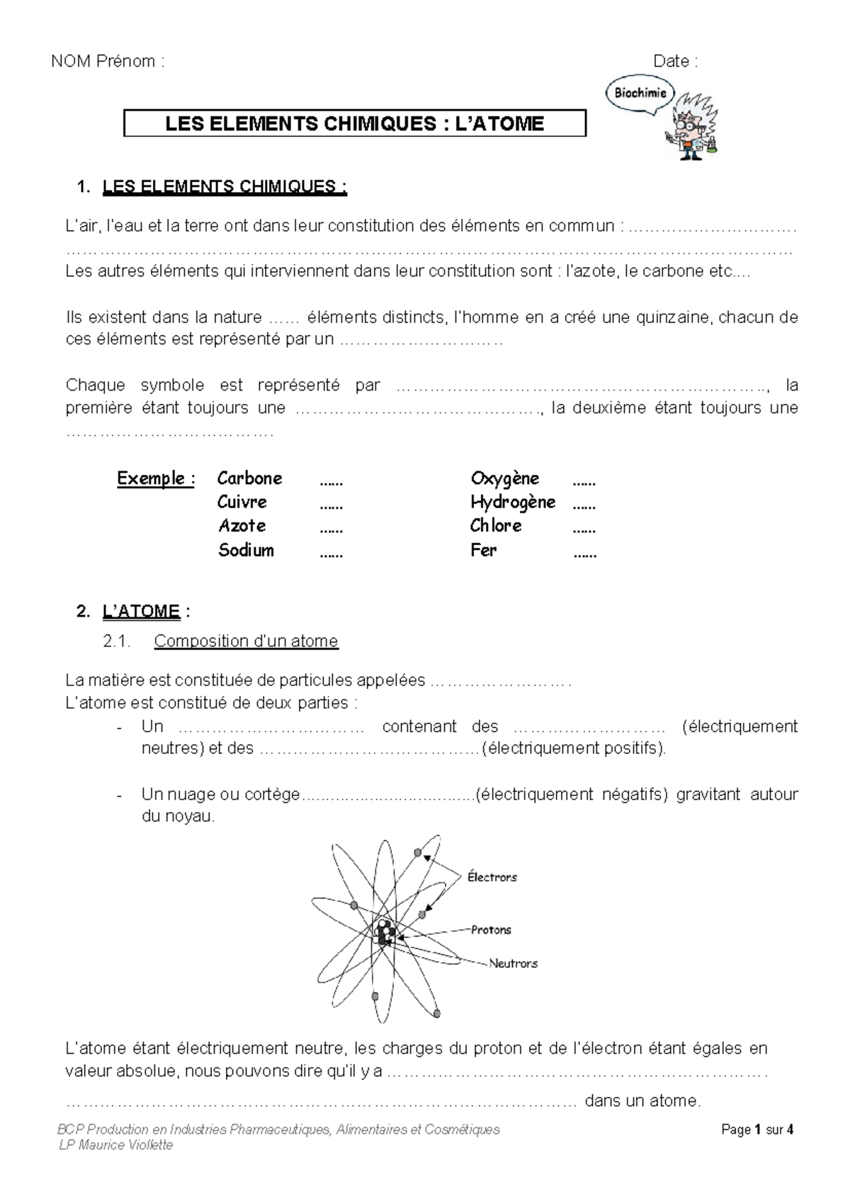 BCP 2 - Les Éléments Chimiques et la Structure de l'Atome - Studocu