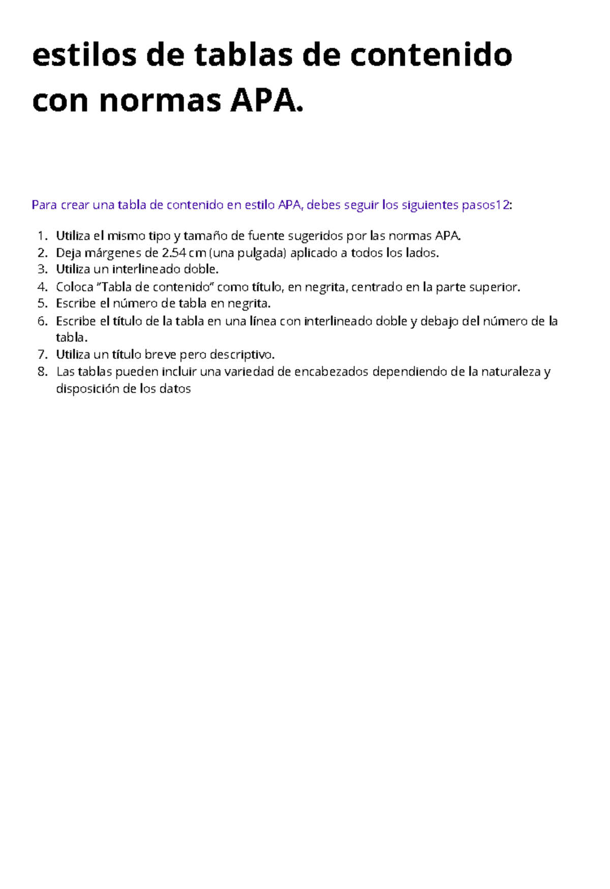 Guía de Estilos para Tablas de Contenido en Normas APA - Studocu