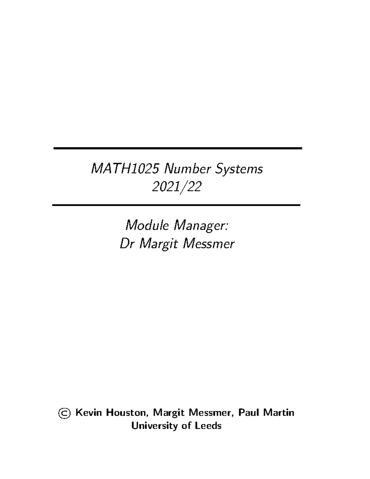 MATH1025 Chapter 1: Introduction to Number Systems and Proofs - Studocu