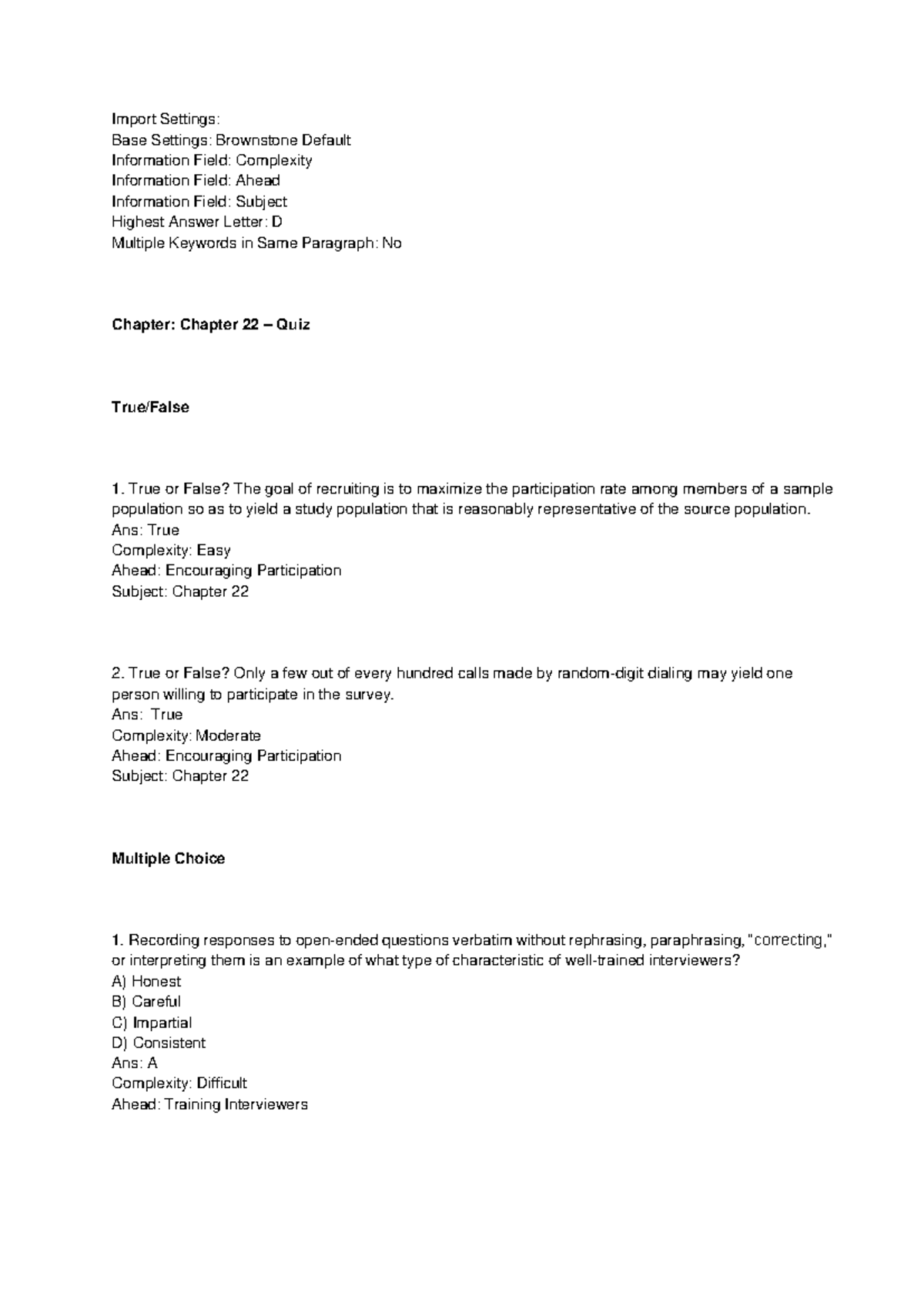 Health Research Methods (HSC 2023): Chapter 22 Quiz Insights - Studocu