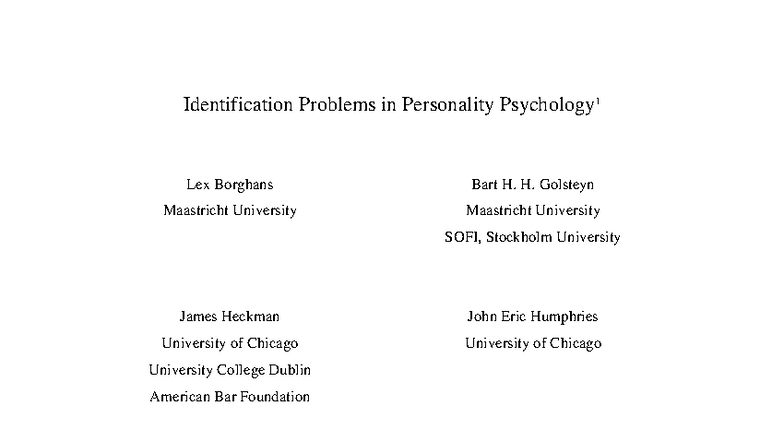 Identification Problems in Personality Psychology: Insights and ...