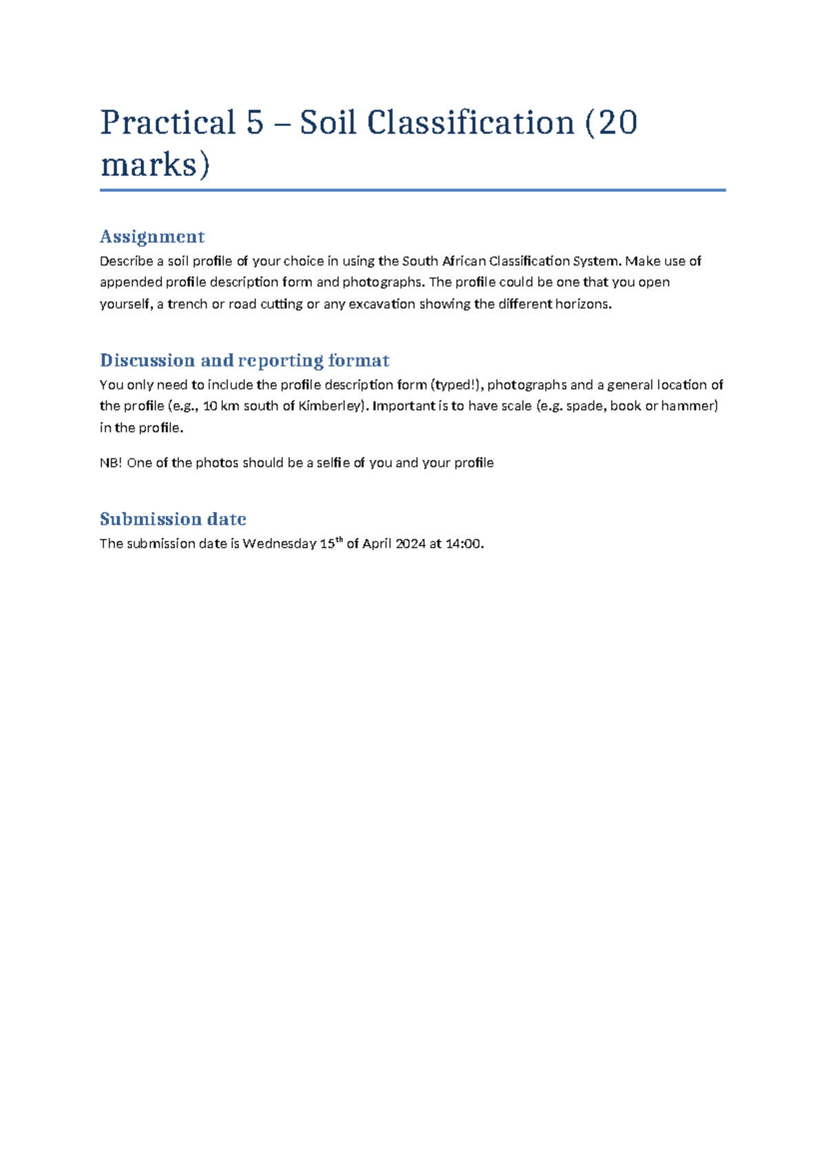 Practical 5: Soil Classification Assignment (20 Marks) - Studocu