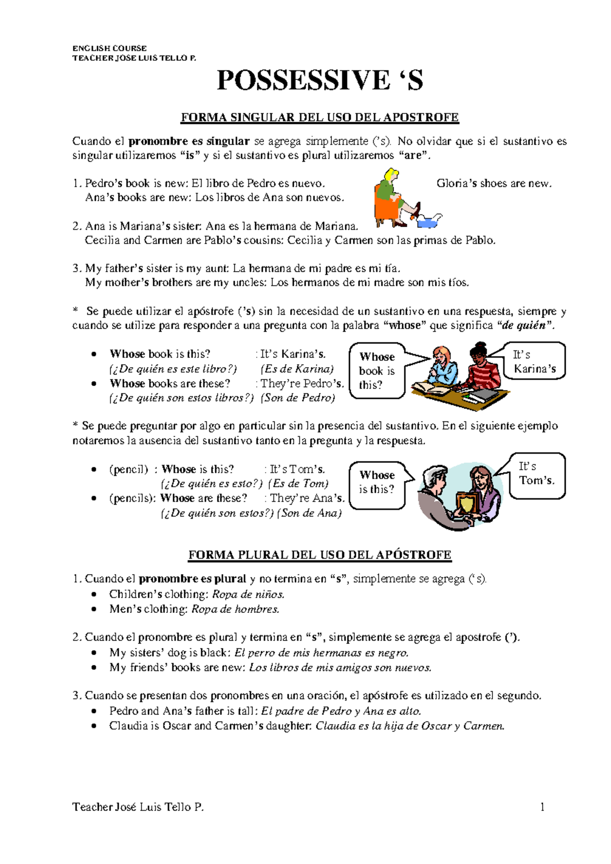 ENGLISH 101: Possessive Forms with Apostrophes - Session 4 Notes - Studocu