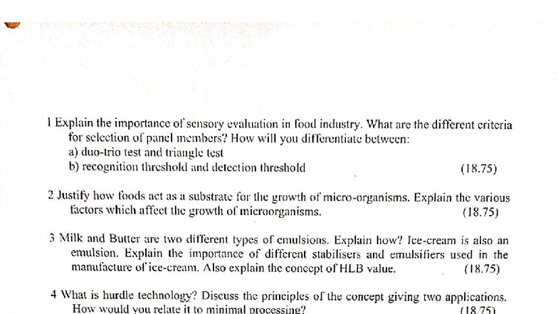 PFS 1: Sensory Evaluation & Microbial Growth in Food Industry Notes ...