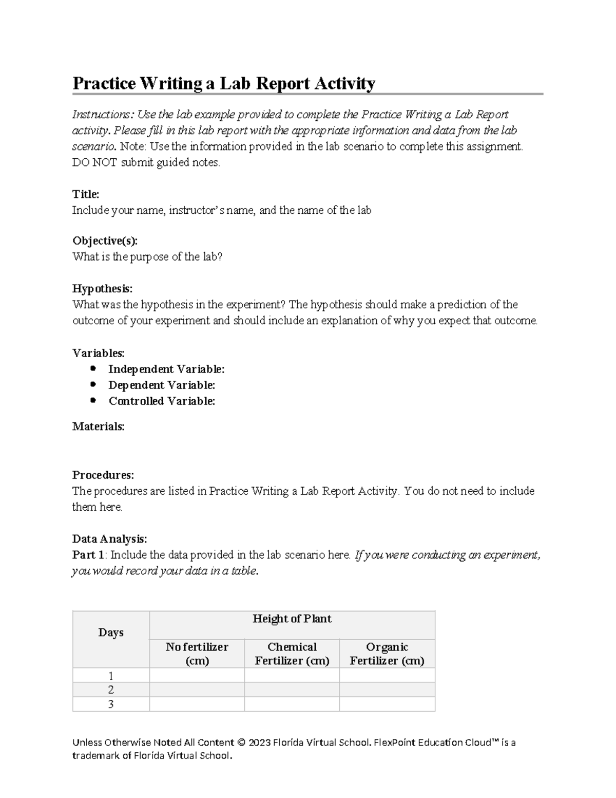 Practice writing a lab report - Practice Writing a Lab Report Activity ...