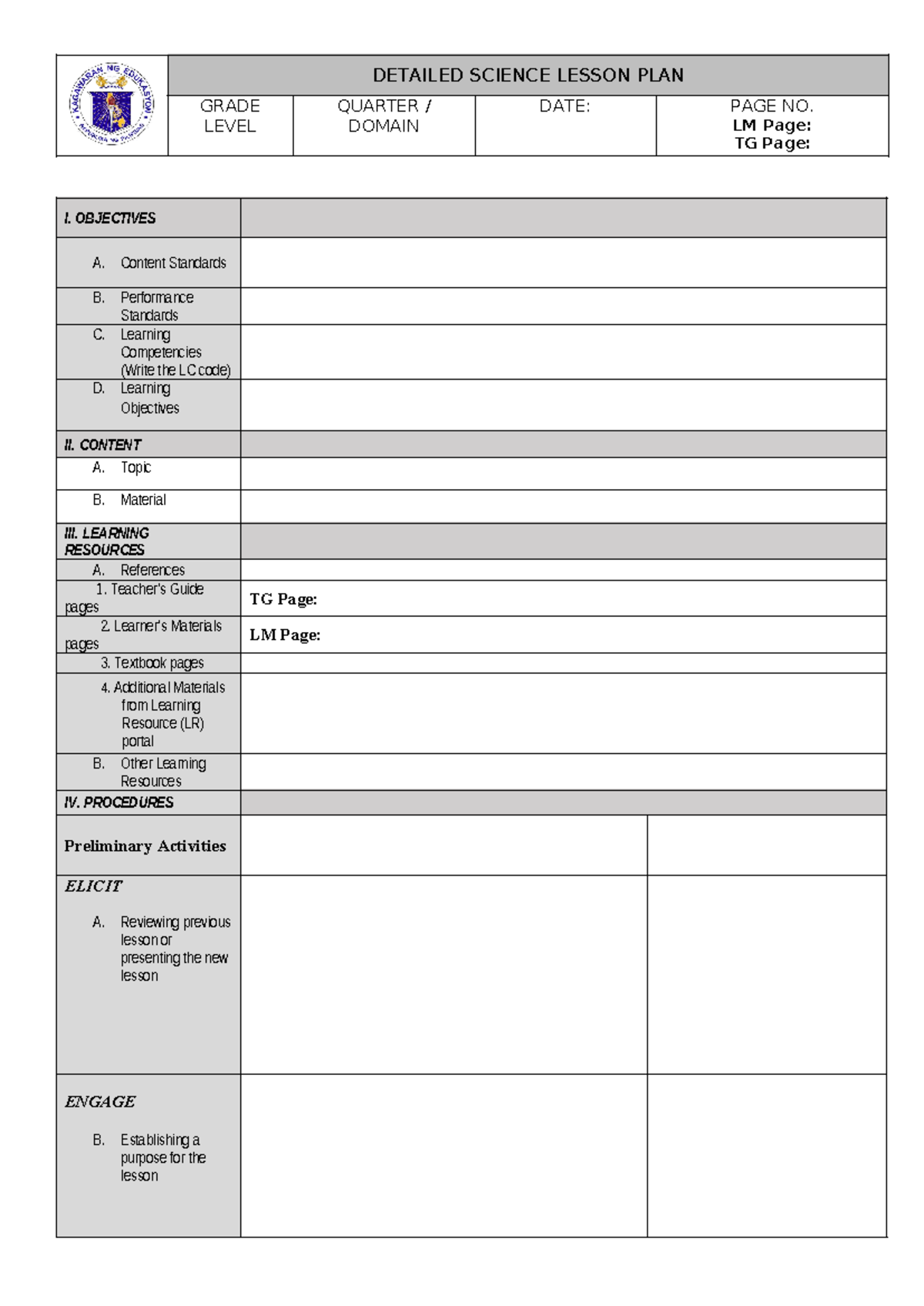 7ES-Detailed Science Lesson Plan for Effective Learning - Studocu
