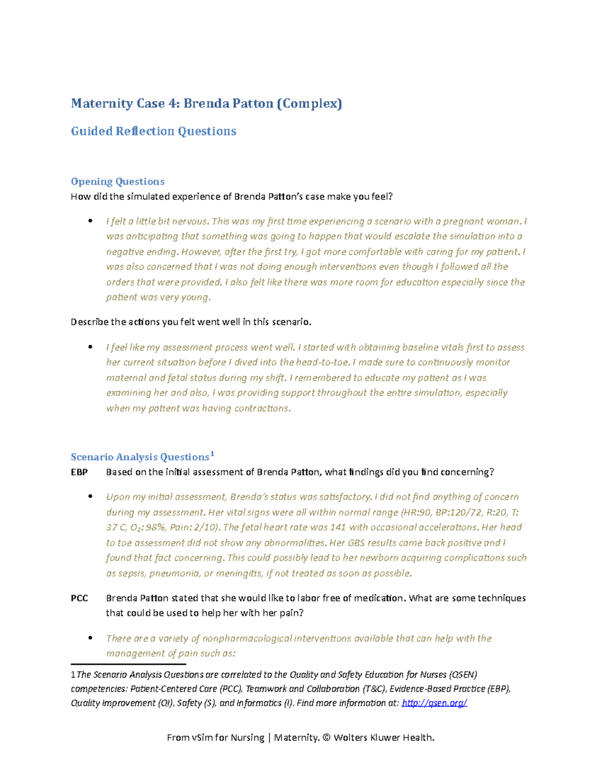 Maternity Case Study 04: Brenda Patton - Complex Simulation Analysis ...