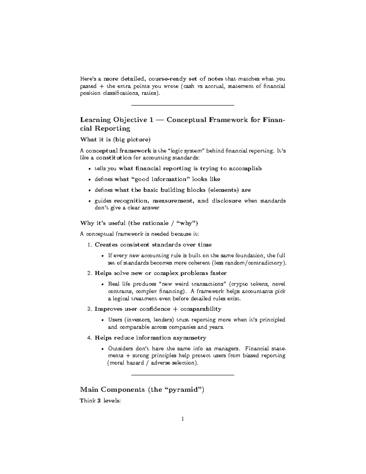 MOS Week 2 - Conceptual Framework for Financial Reporting Notes - Studocu