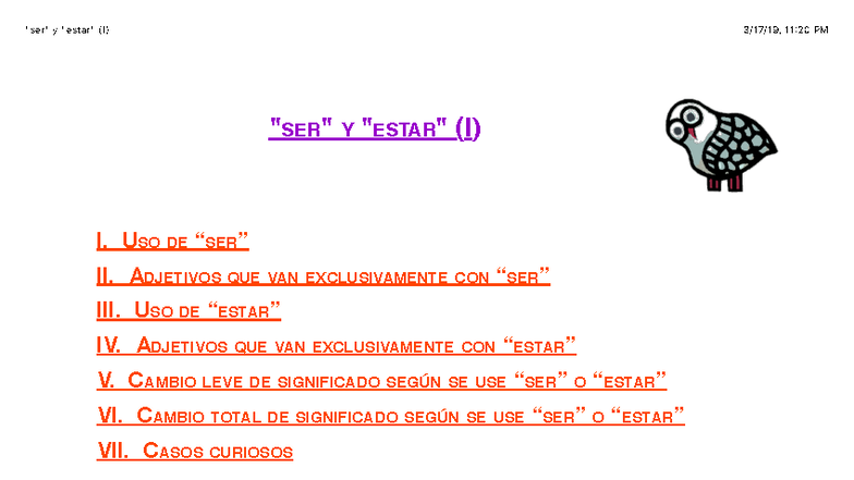 "Notas de Gramática: Uso de 'Ser' y 'Estar' (I)" - Studocu