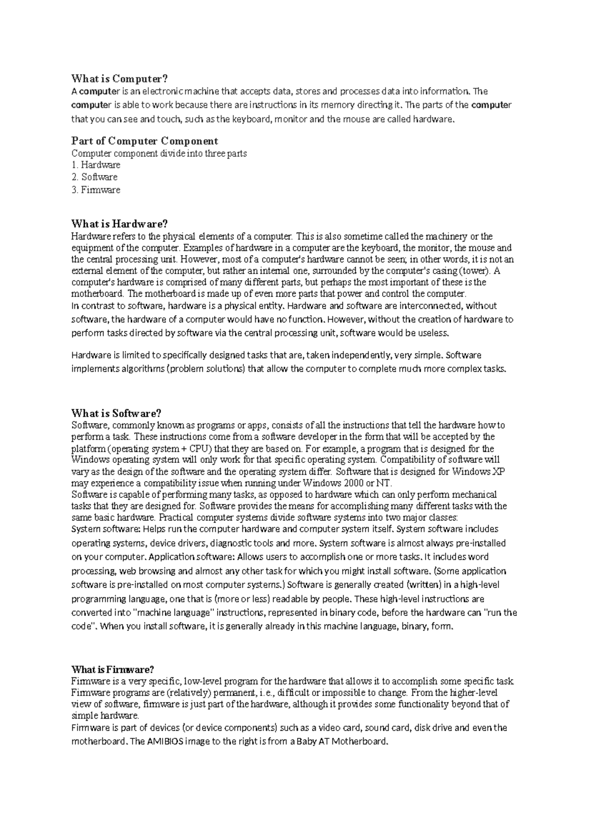 Gen - Comp: Understanding Computer Components and Generations - Studocu