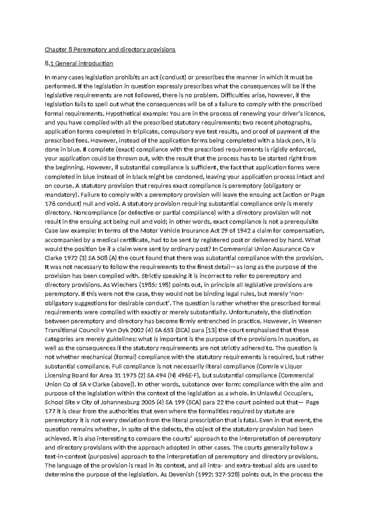 Chapter 8: Understanding Peremptory & Directory Provisions in Law - Studocu