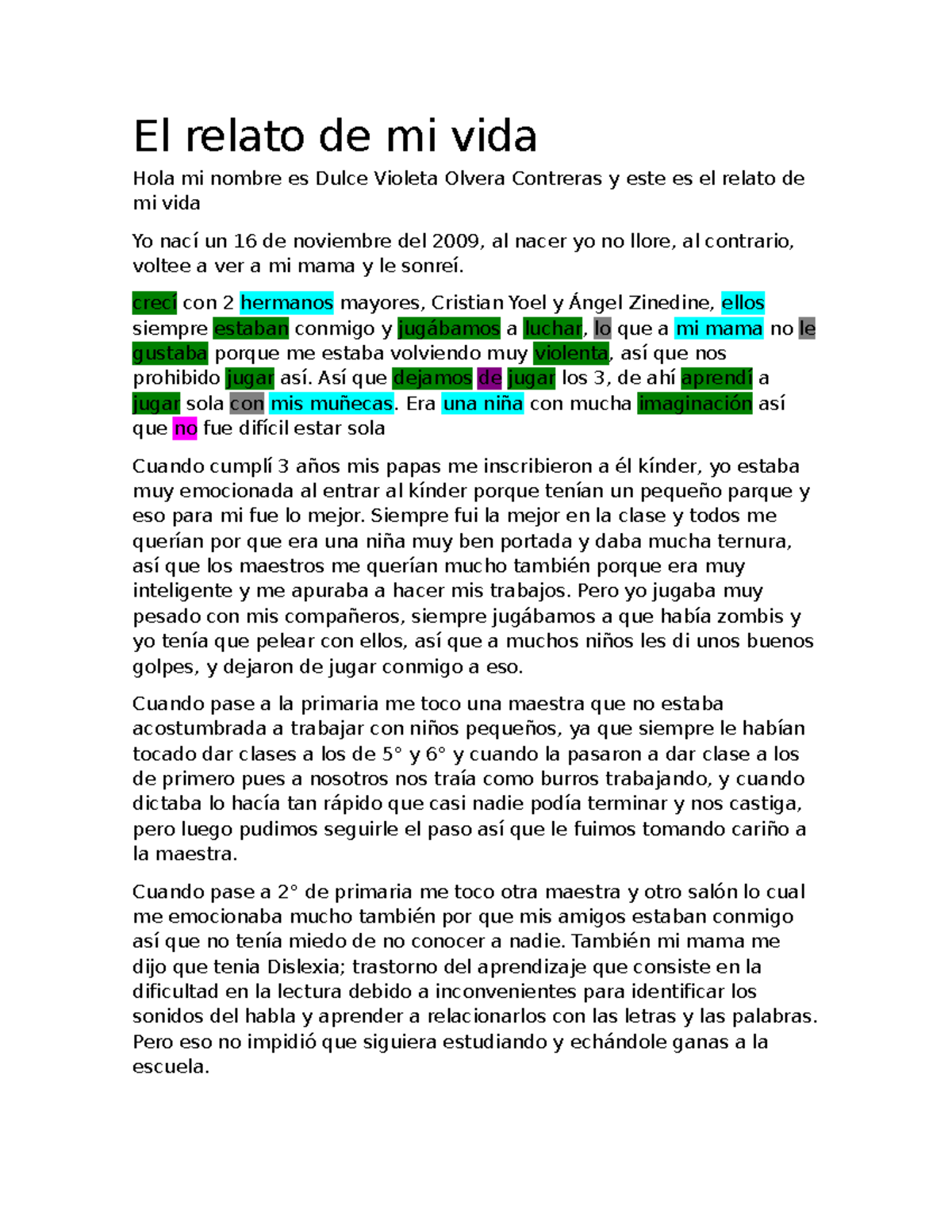 Relato de Vida: Dulce Violeta Olvera Contreras - Módulo 2, Sesión 1 ...