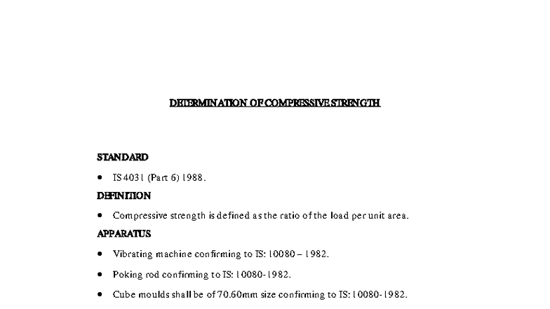 IS 4031 (Part 6) 1988: Compressive Strength Determination Guide - Studocu