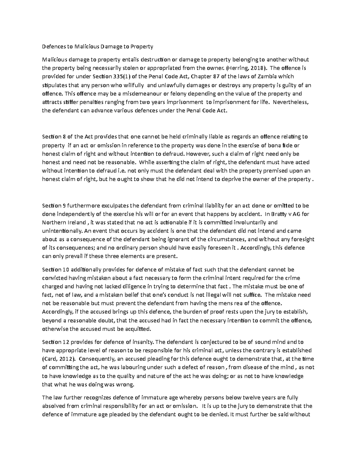 Defences Against Malicious Damage to Property: Insights and Analysis ...